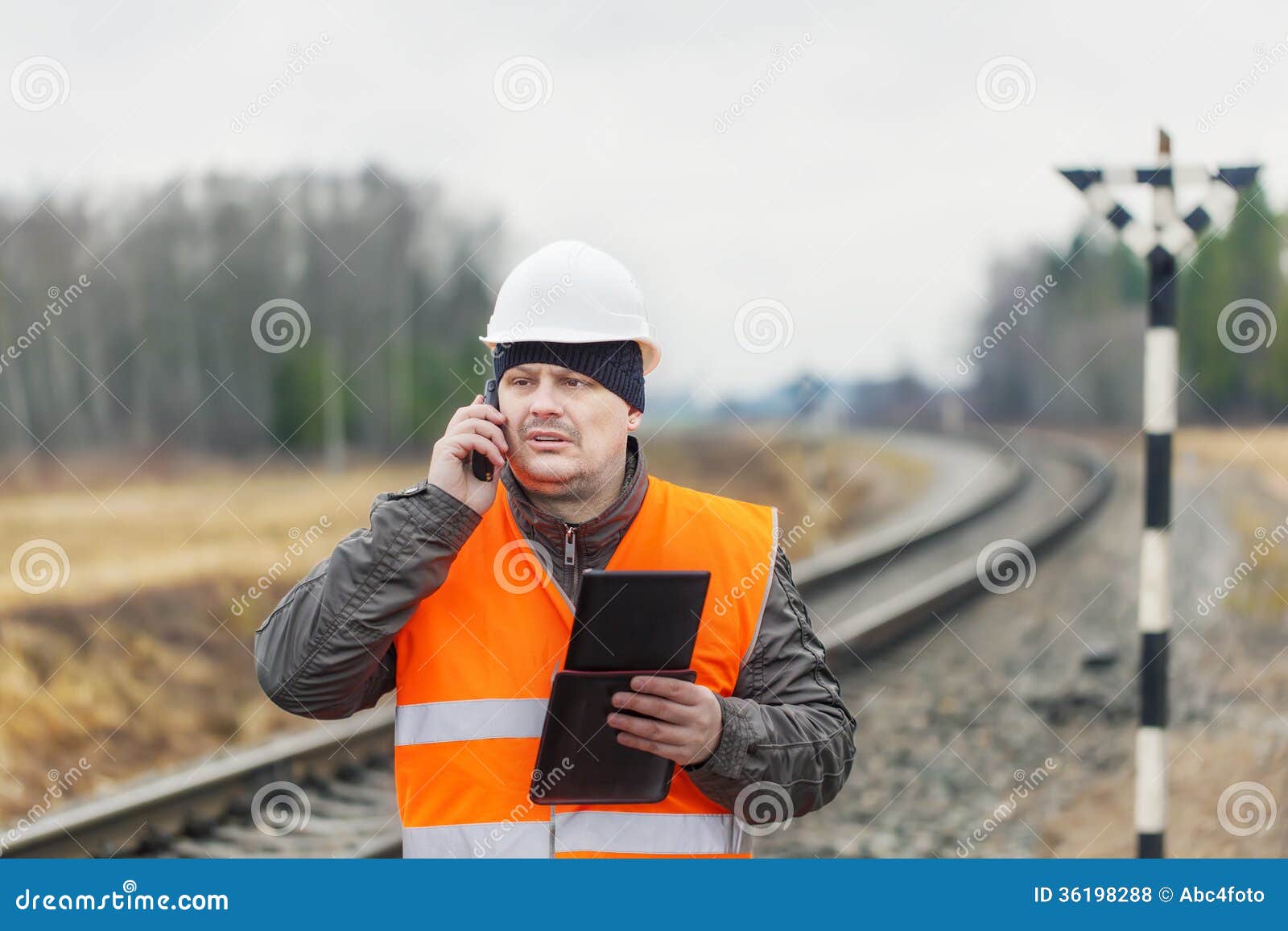 Railroad Employee with Phone Stock Photo - Image of logistic ...