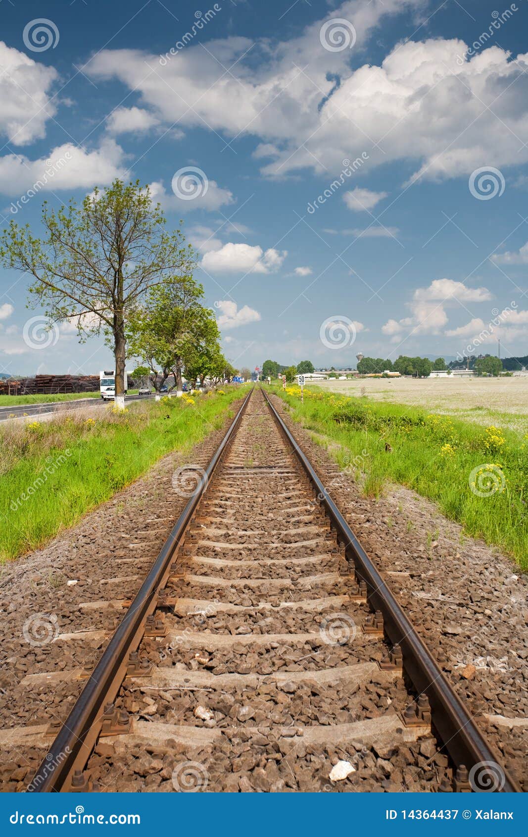 Railroad Going into the Distance Stock Image - Image of change, grass ...
