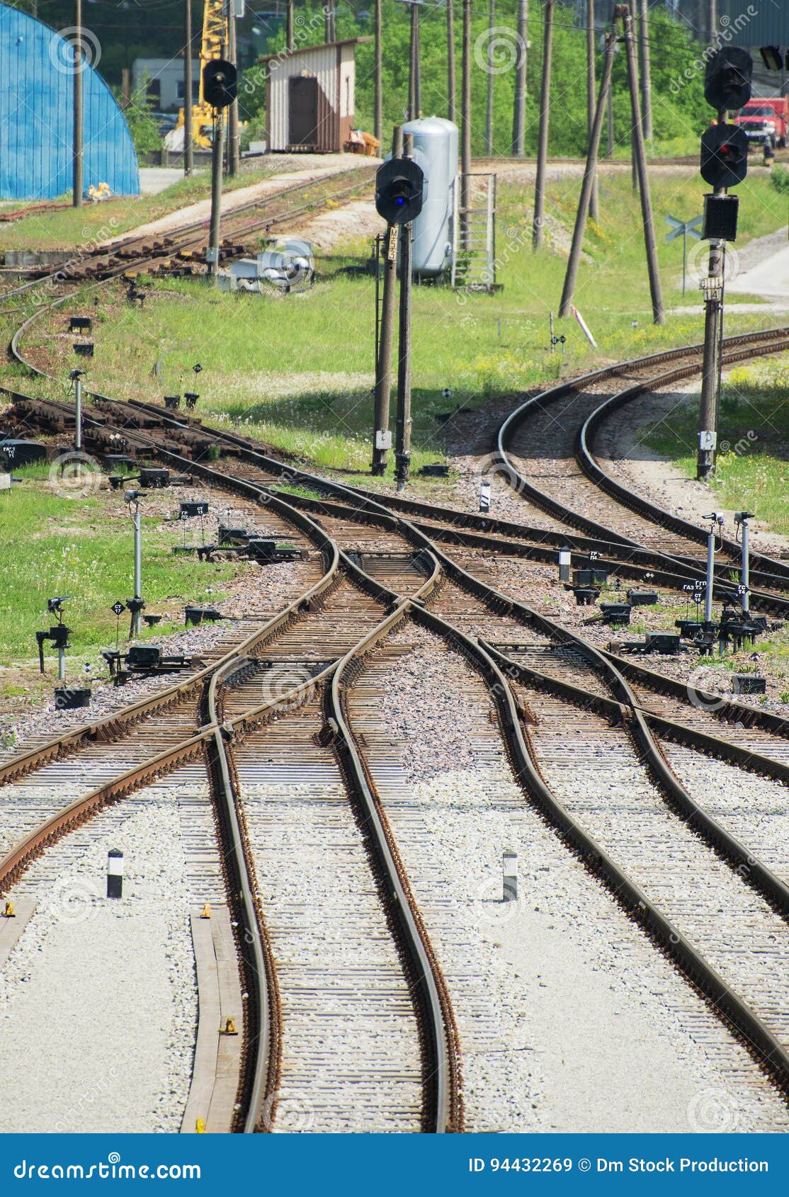 Railroad junction. stock image. Image of light, concept - 94432269