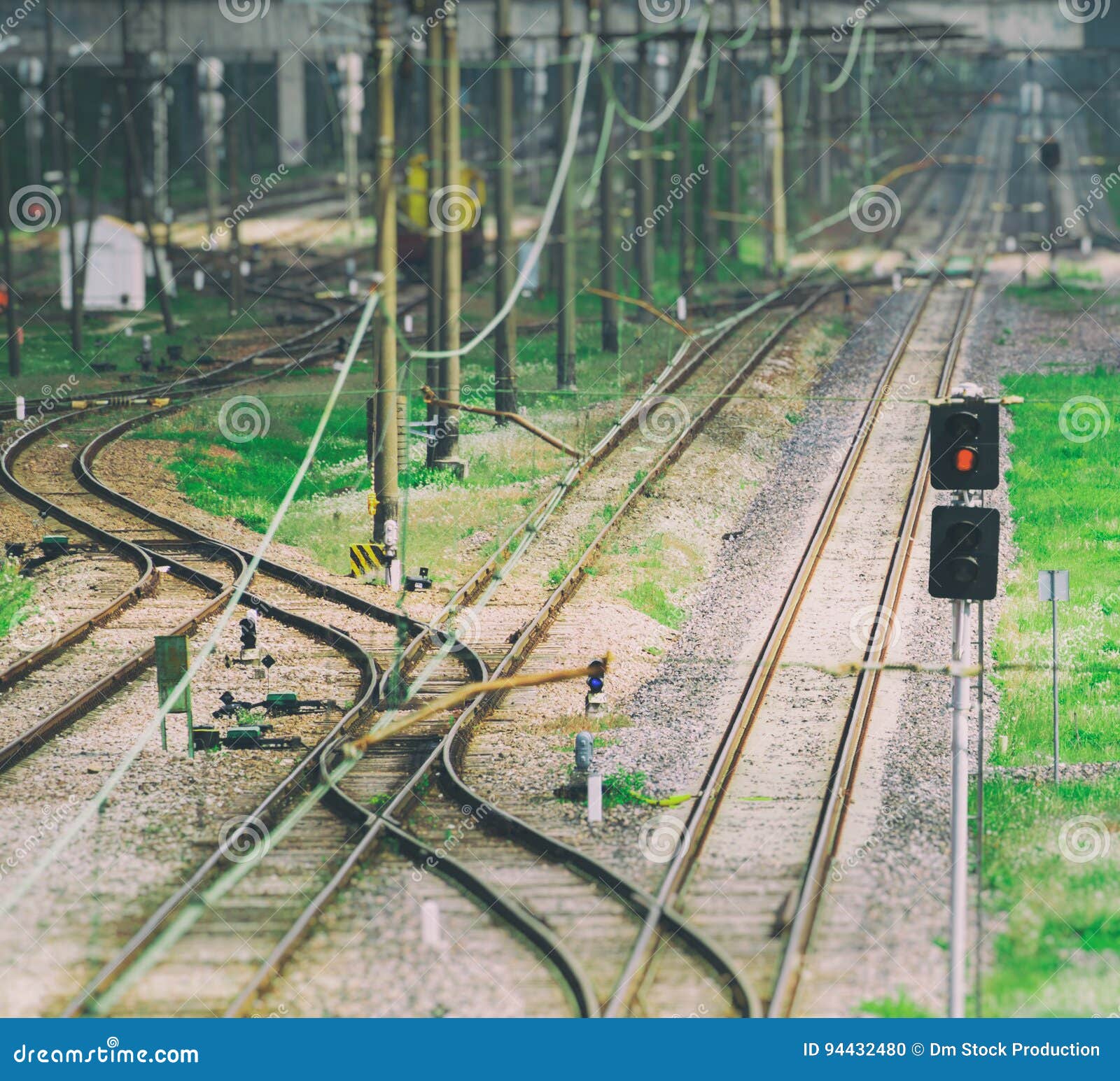 Railroad junction. stock photo. Image of platform, branch - 94432480