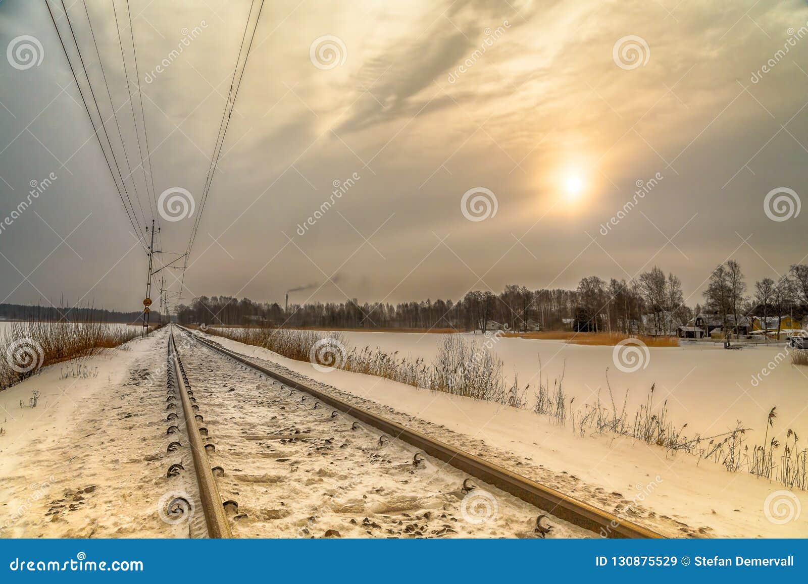 Railroad in Karlstad Sweden Stock Image - Image of lake, cold: 130875529