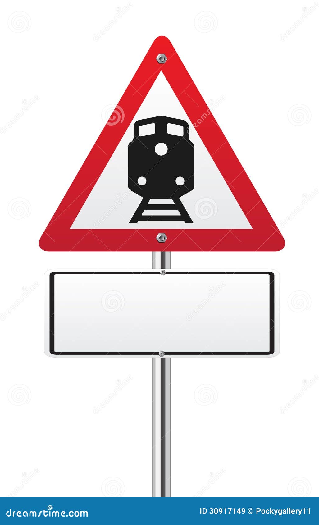 Railroad Level Crossing Traffic Sign Stock Illustration - Illustration ...