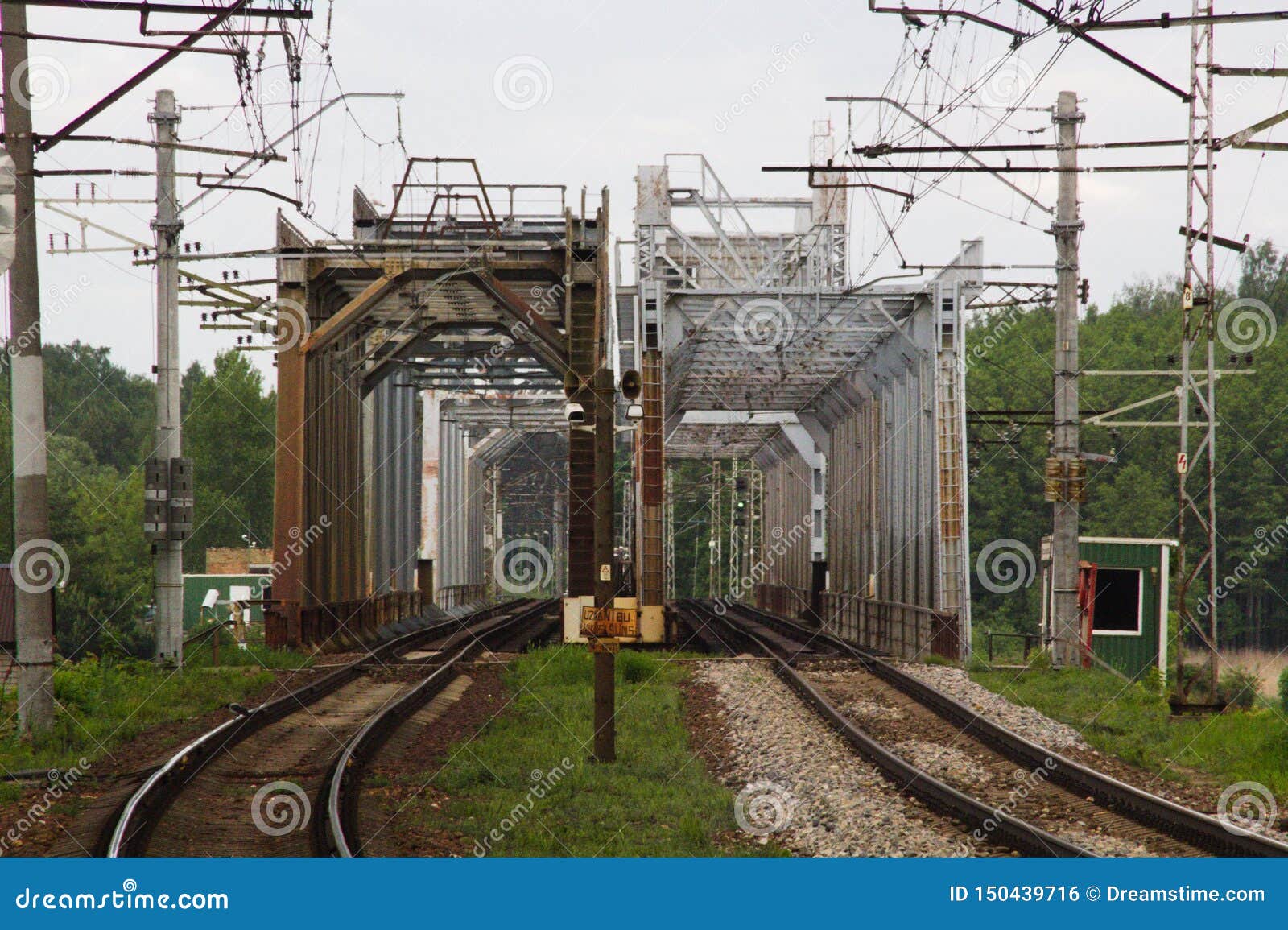 Railroad Metal Bridge Two Ways Parallel Tracks Stock Photo - Image of ...