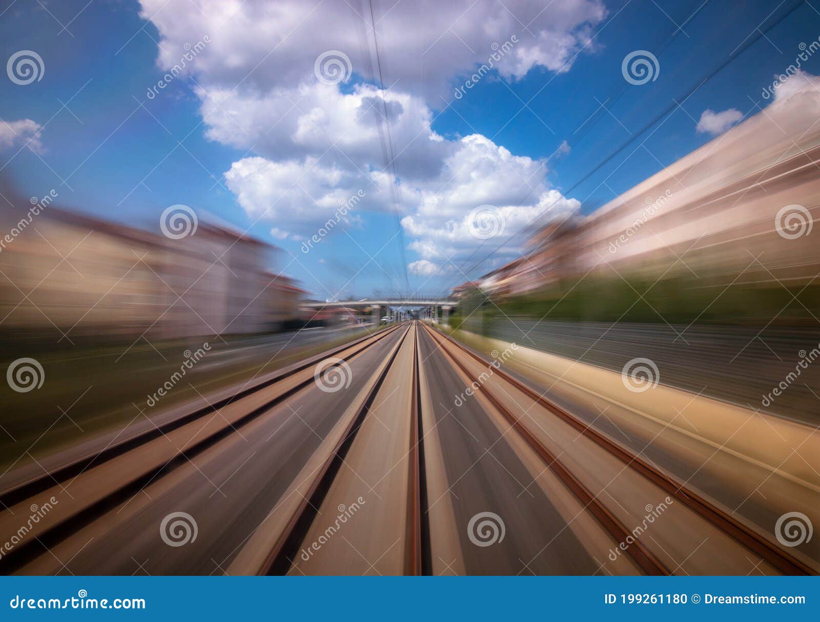 Railroad with Motion Blur Effect. High Speed Train Motion Blur Effect ...