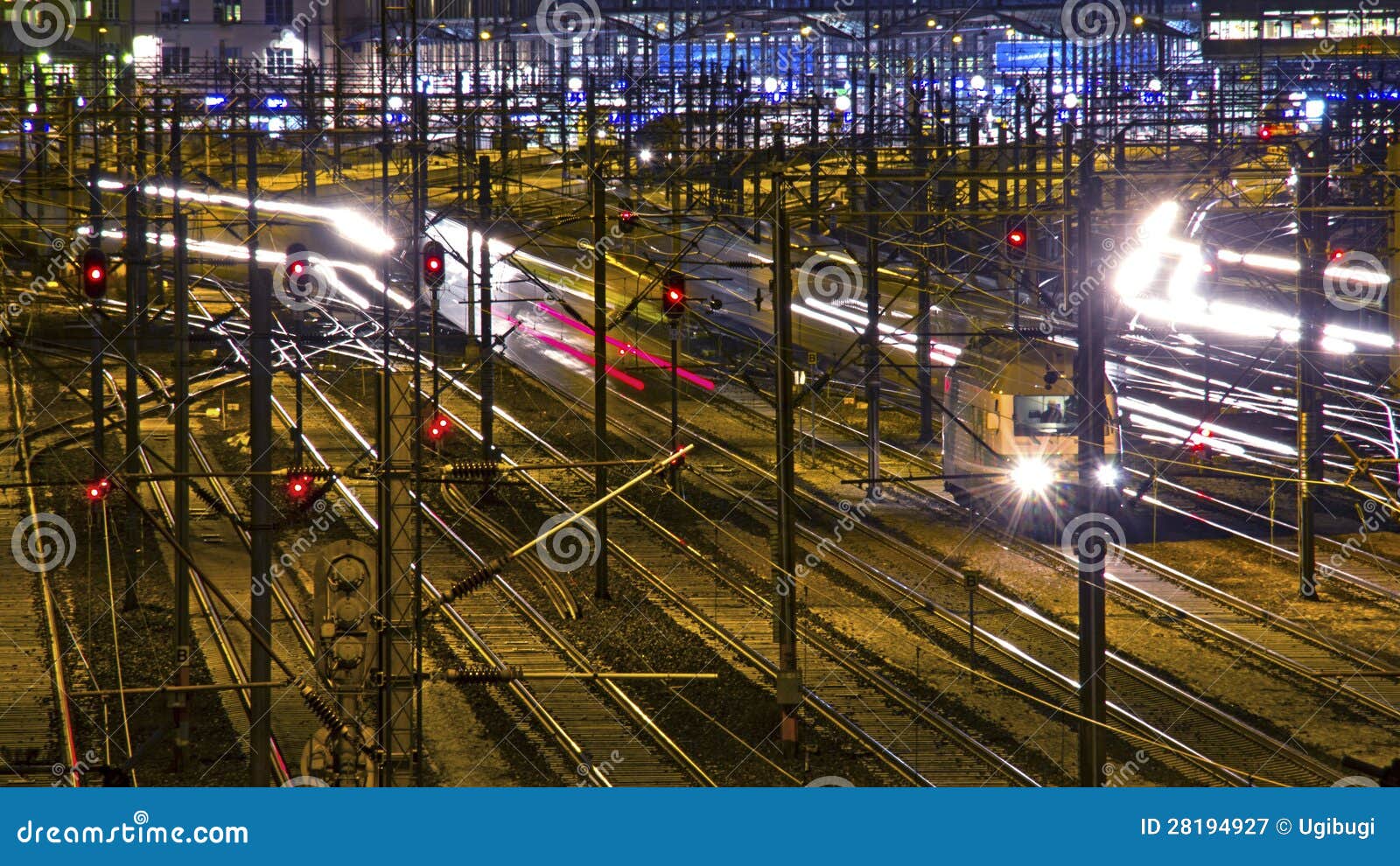 Railroad at night stock image. Image of dusk, railway - 28194927