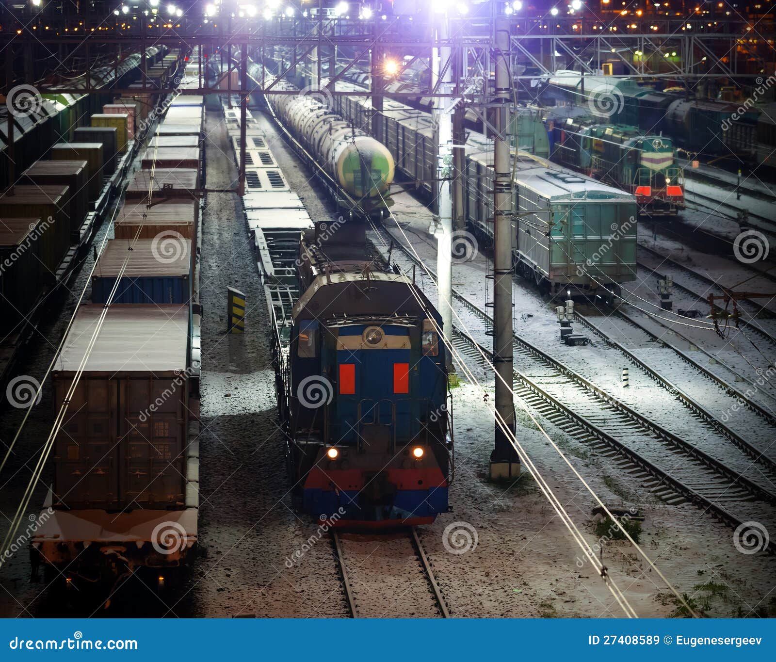 Railroad night scene stock image. Image of illumination - 27408589