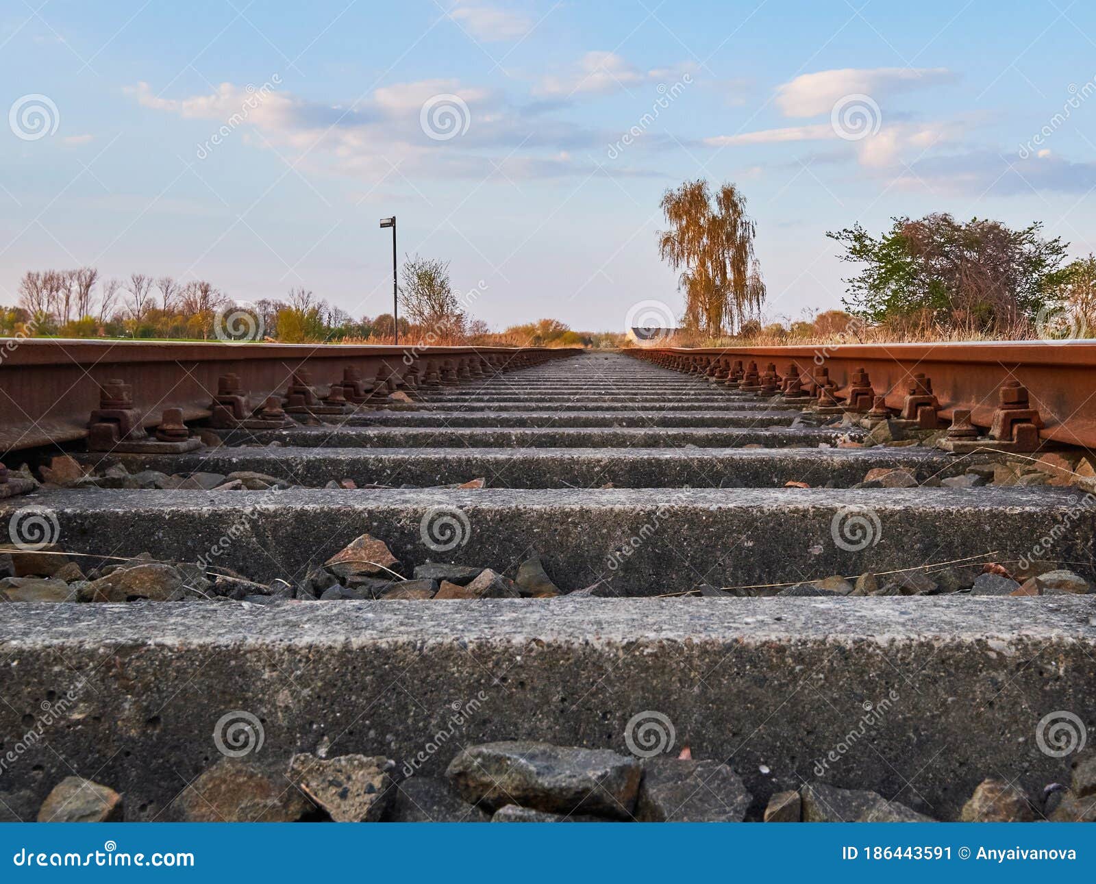 Railroad, Old Rusty Railroad Track in Autumnal Scene Stock Image ...