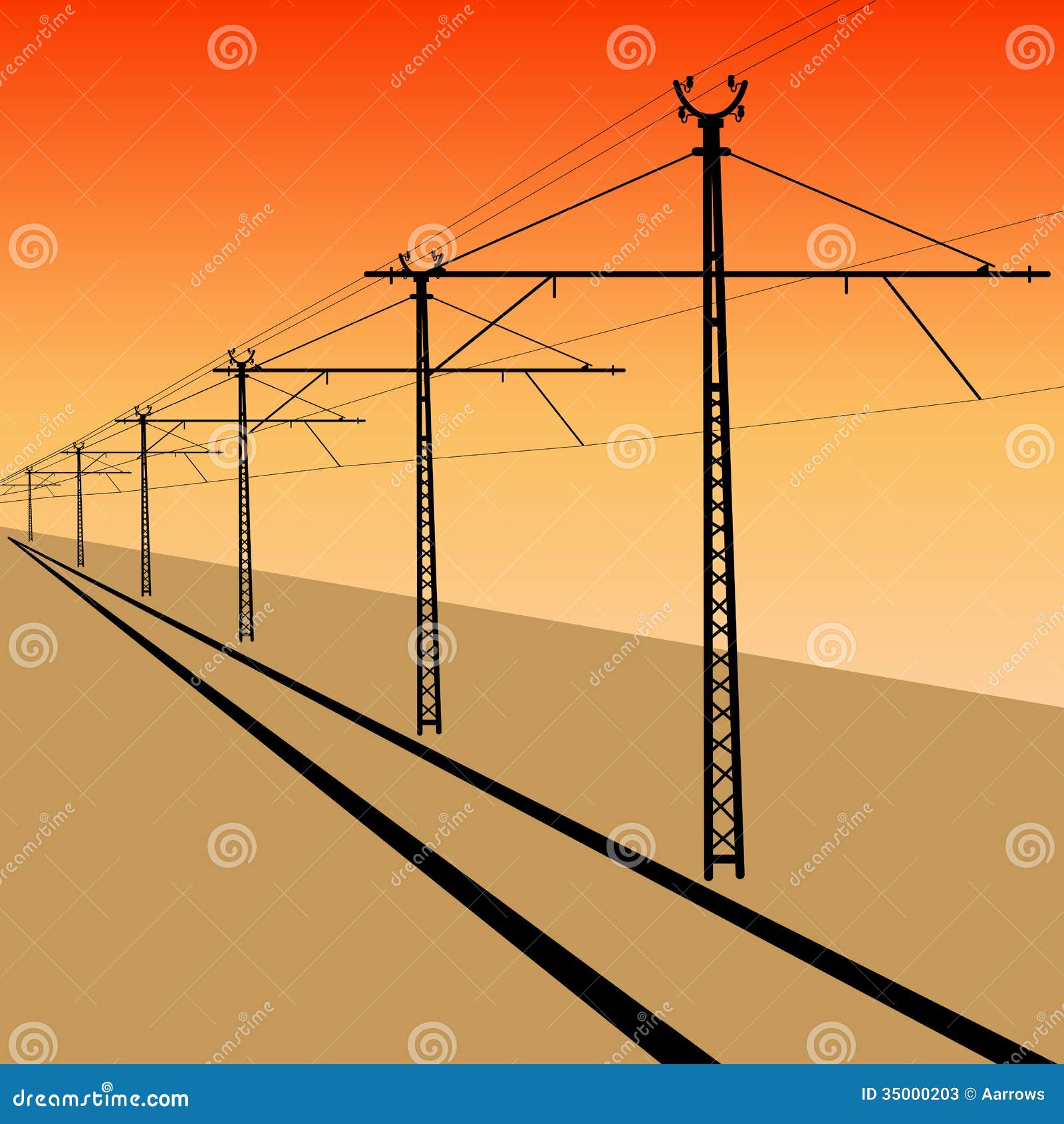 Railroad Overhead Lines Contact Wire. Vector Illustration ...