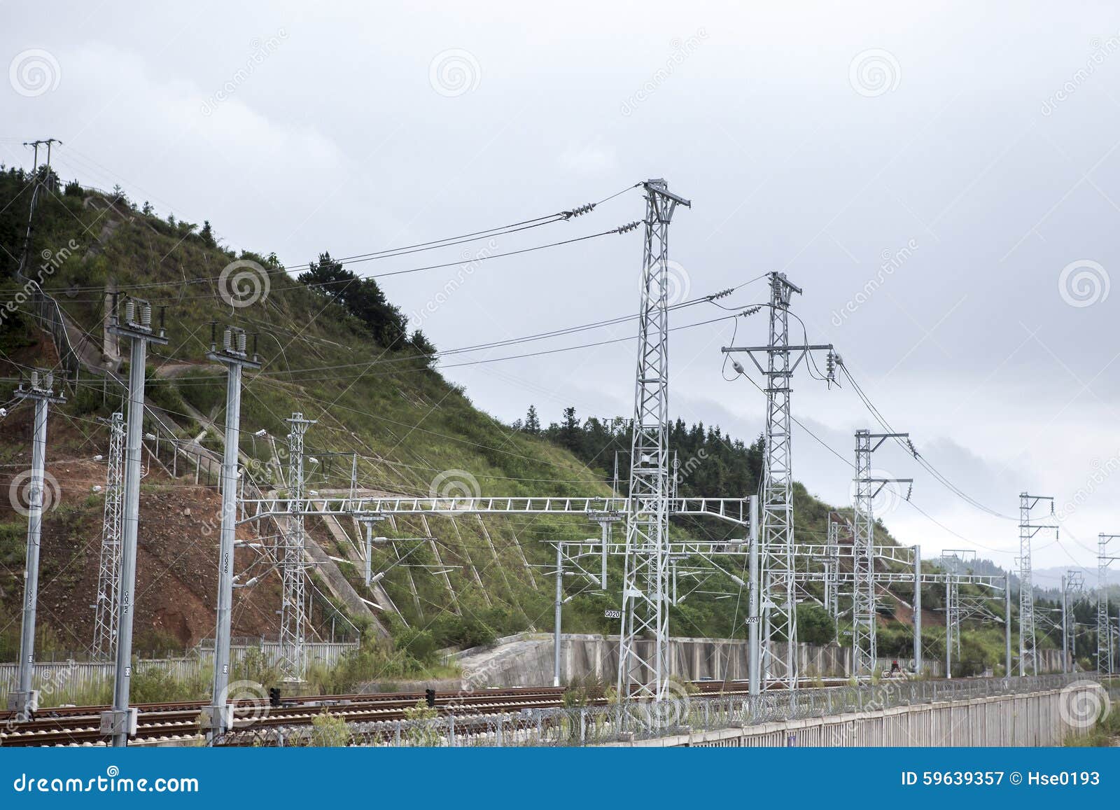 Railroad overhead lines stock image. Image of speed, construction ...