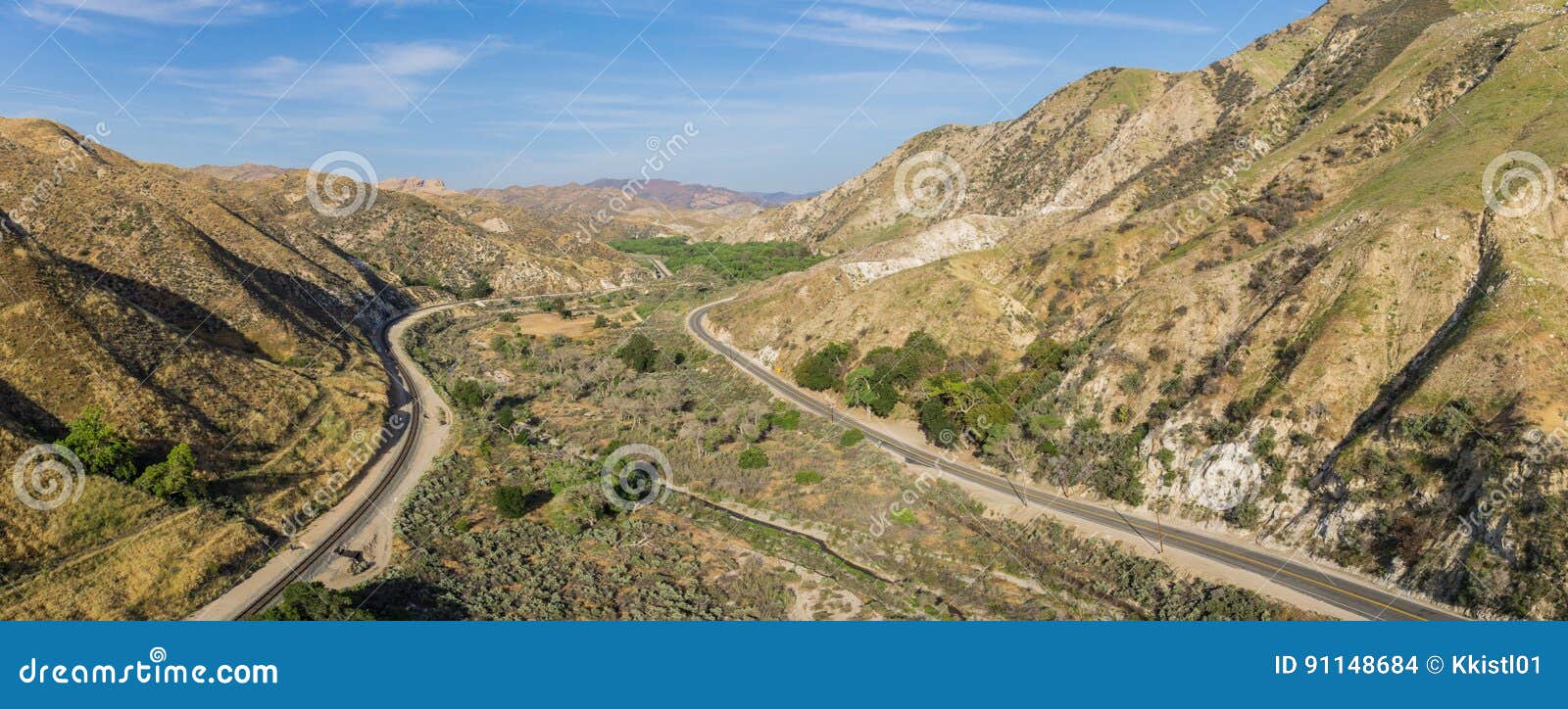 Railroad and Parallel Highway Stock Photo - Image of rails, mountains ...