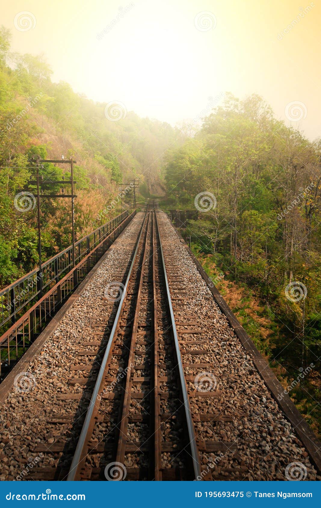 Railroad Passing Ancient Steel Bridge Over a Gorge Stock Image - Image ...