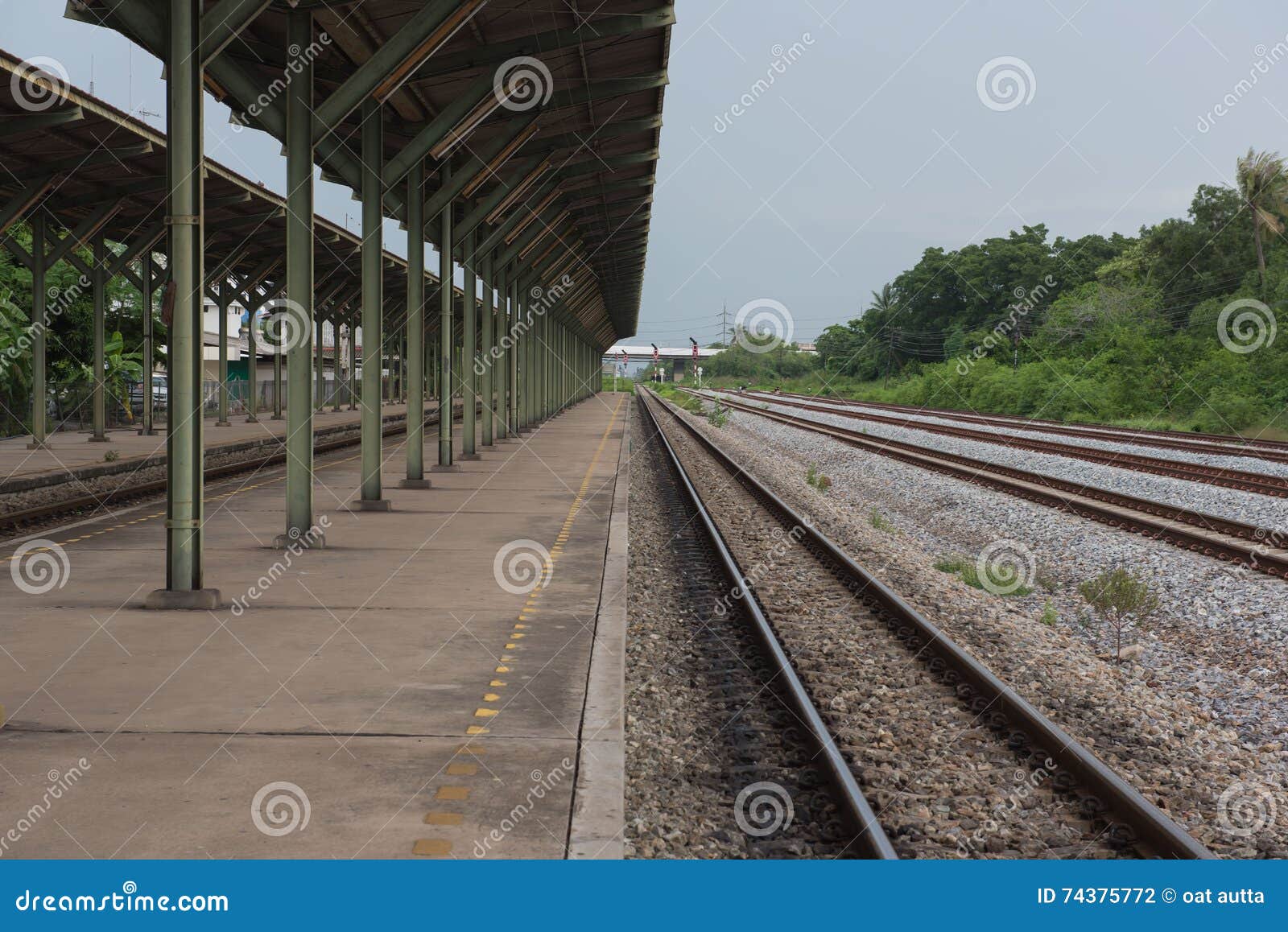 The Railroad and the Platform in the Train Station , Background Stock ...