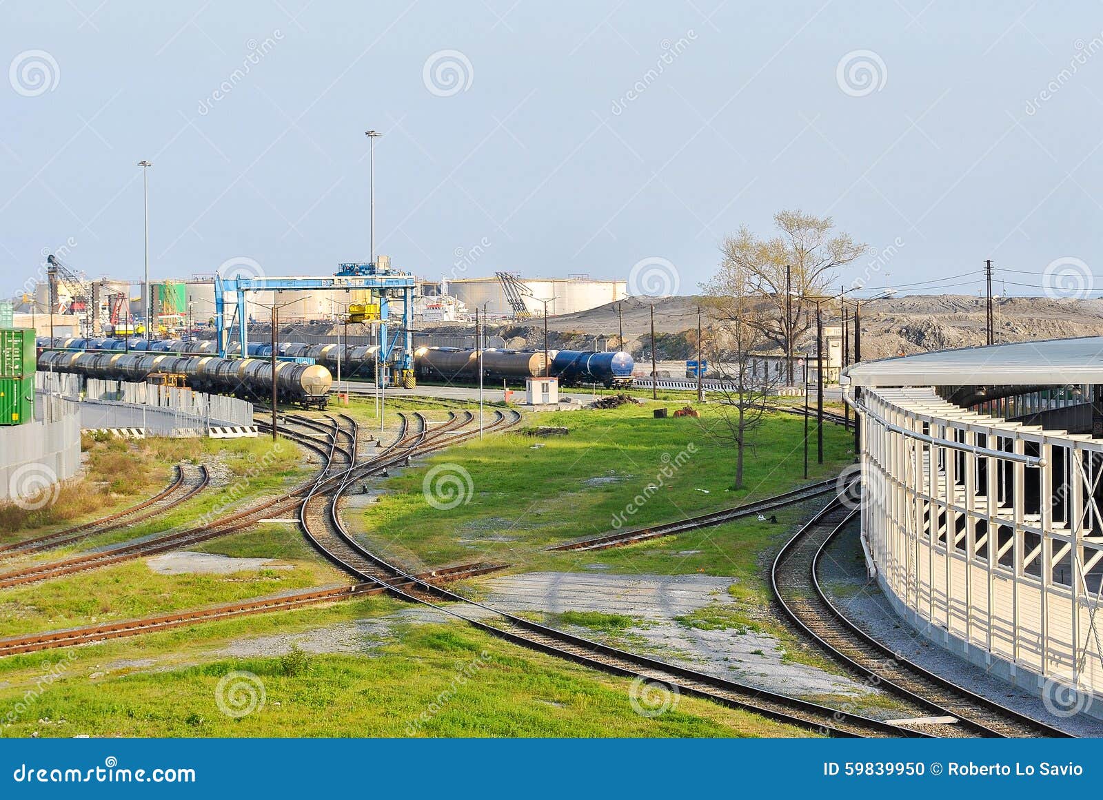 Railroad with Railcars in the Harbor of Genoa Stock Photo - Image of ...