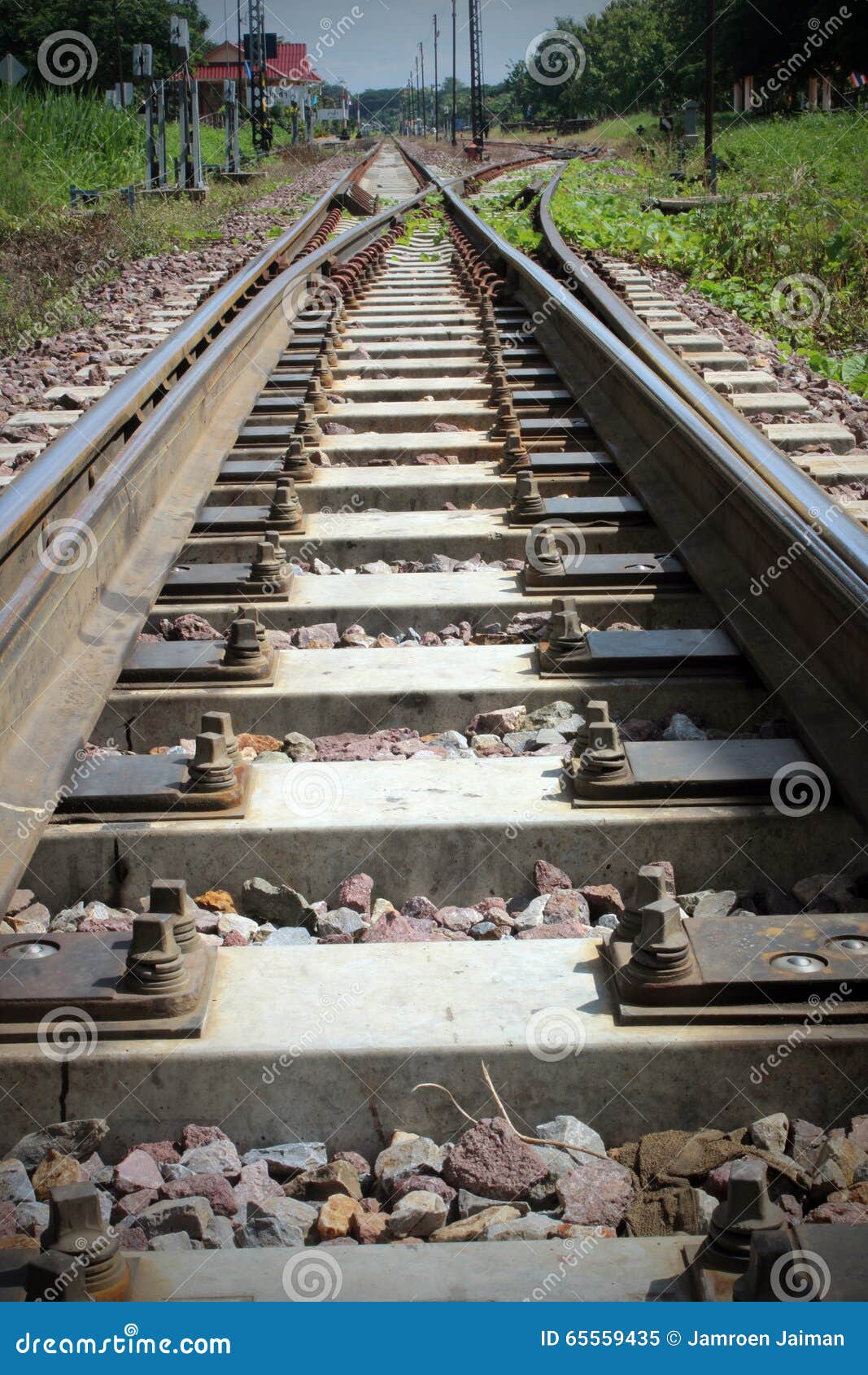 Railroad rails stock image. Image of line, metal, outdoor - 65559435