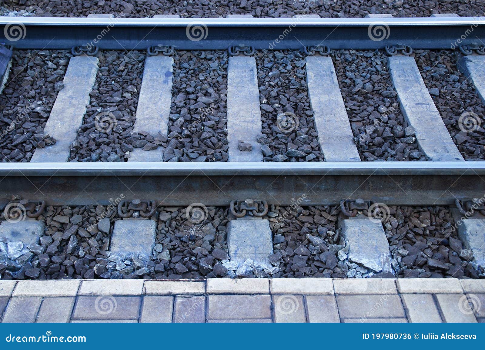 Railroad Rails and Paved Peron Top View Stock Photo - Image of railway ...