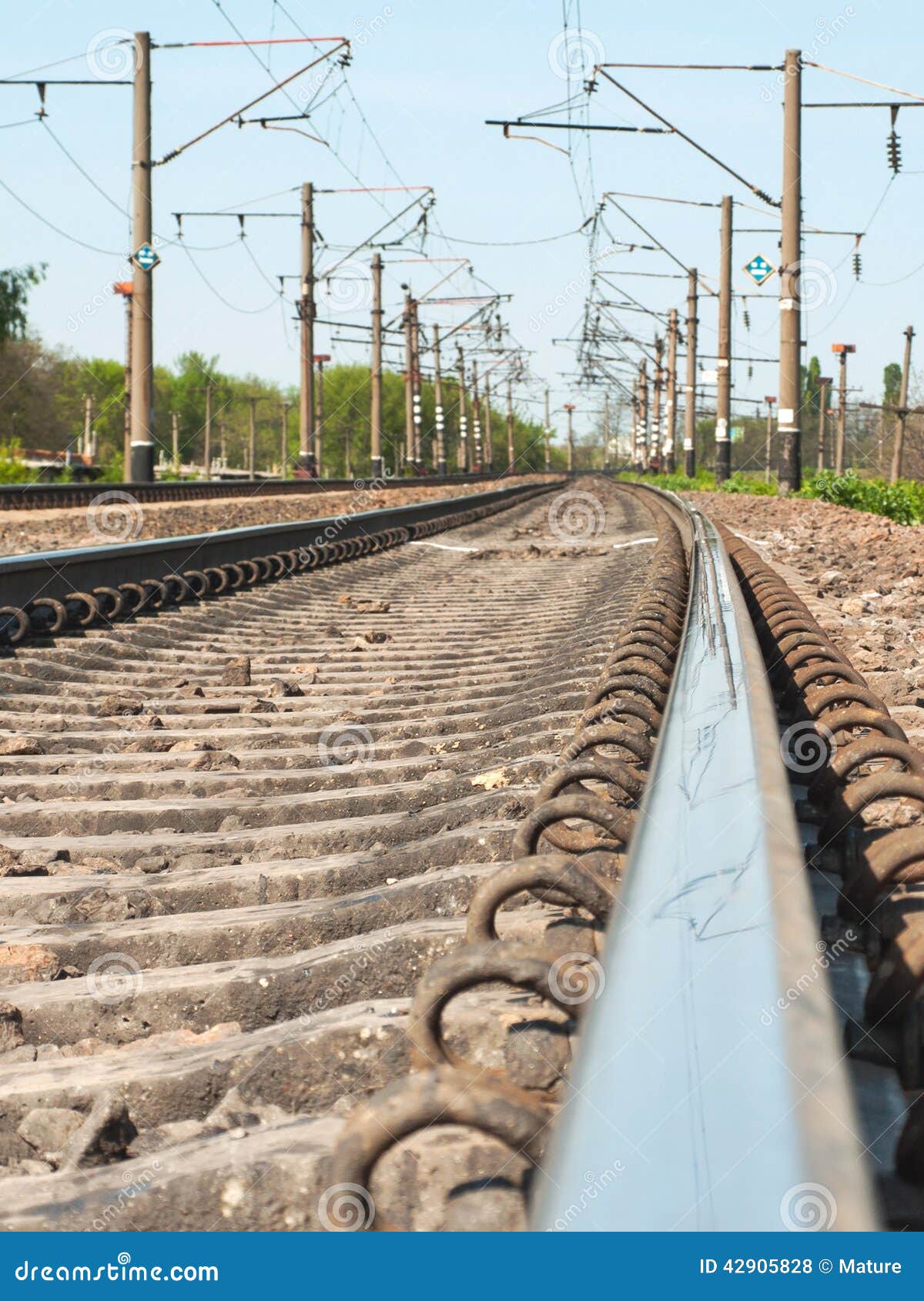 Railroad, Rails, Power Poles Stock Photo - Image of soften, lane: 42905828