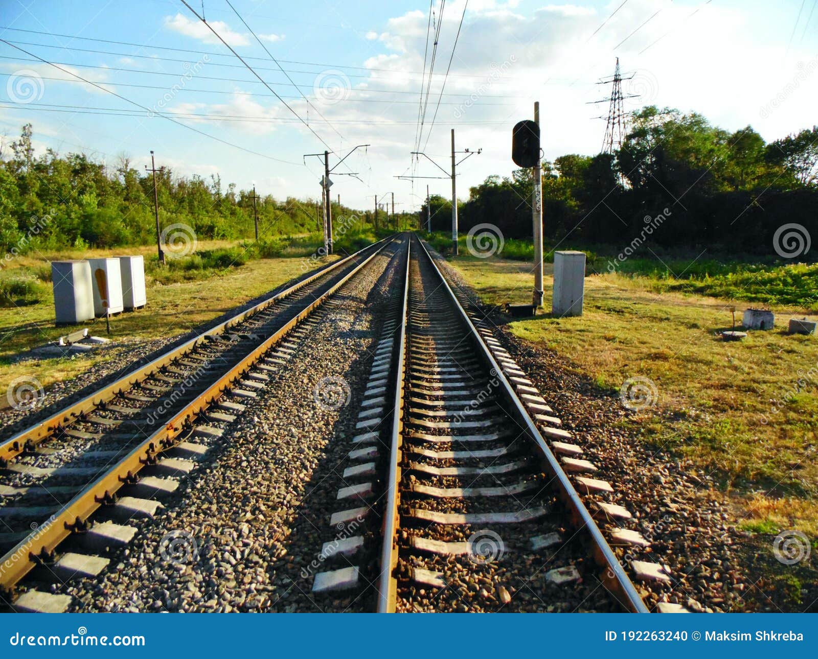 Railroad rails stock photo. Image of asphalt, tree, suburb - 192263240