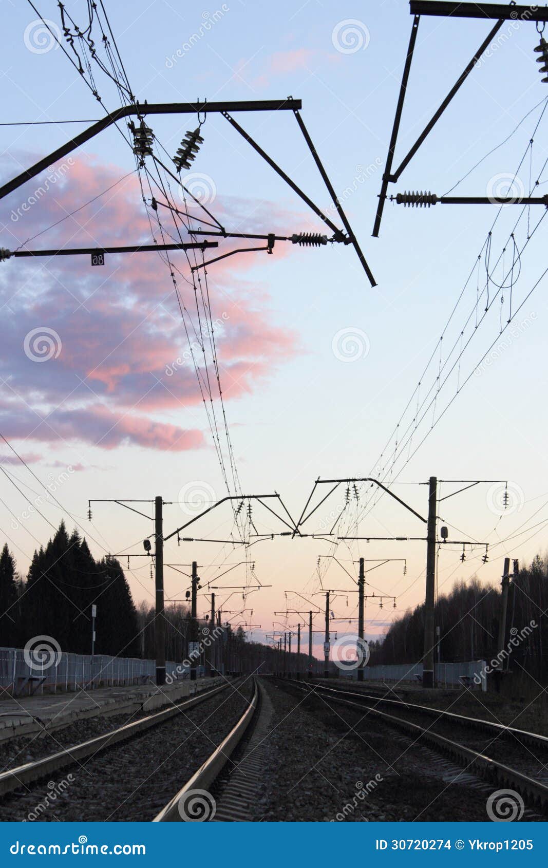 Railroad stock photo. Image of evening, electricity, outdoor - 30720274