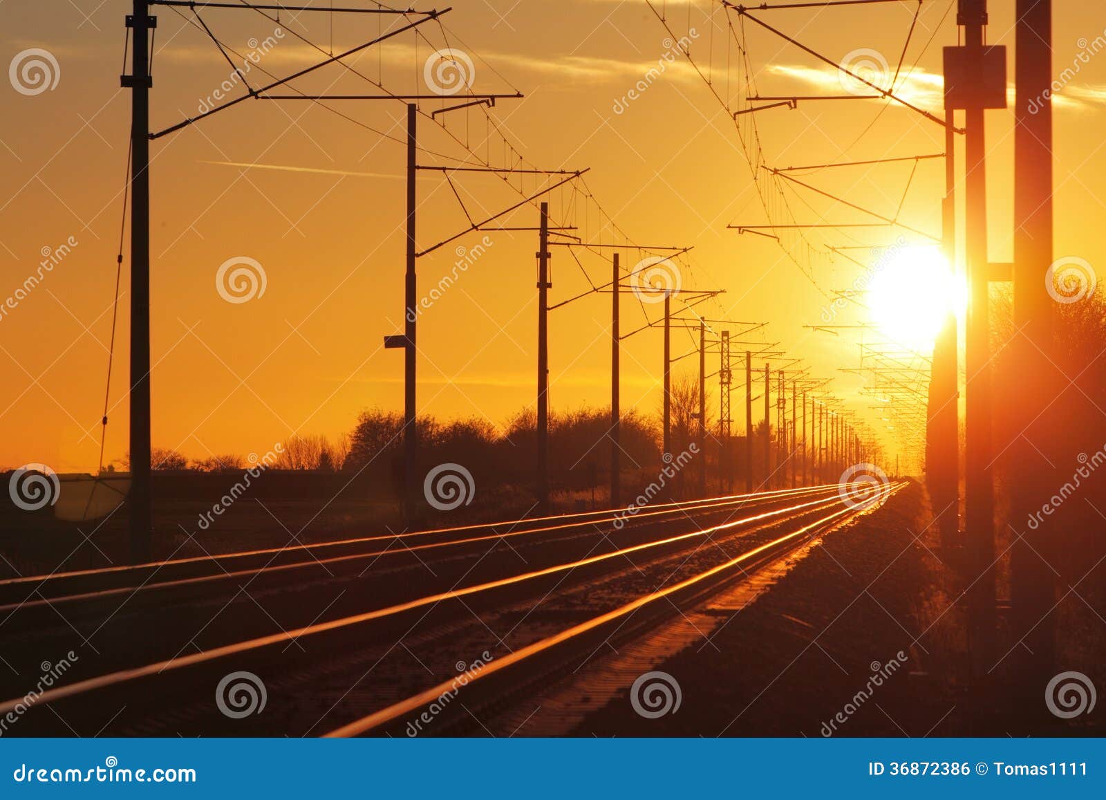 Railroad - Railway stock photo. Image of orange, sunset - 36872386