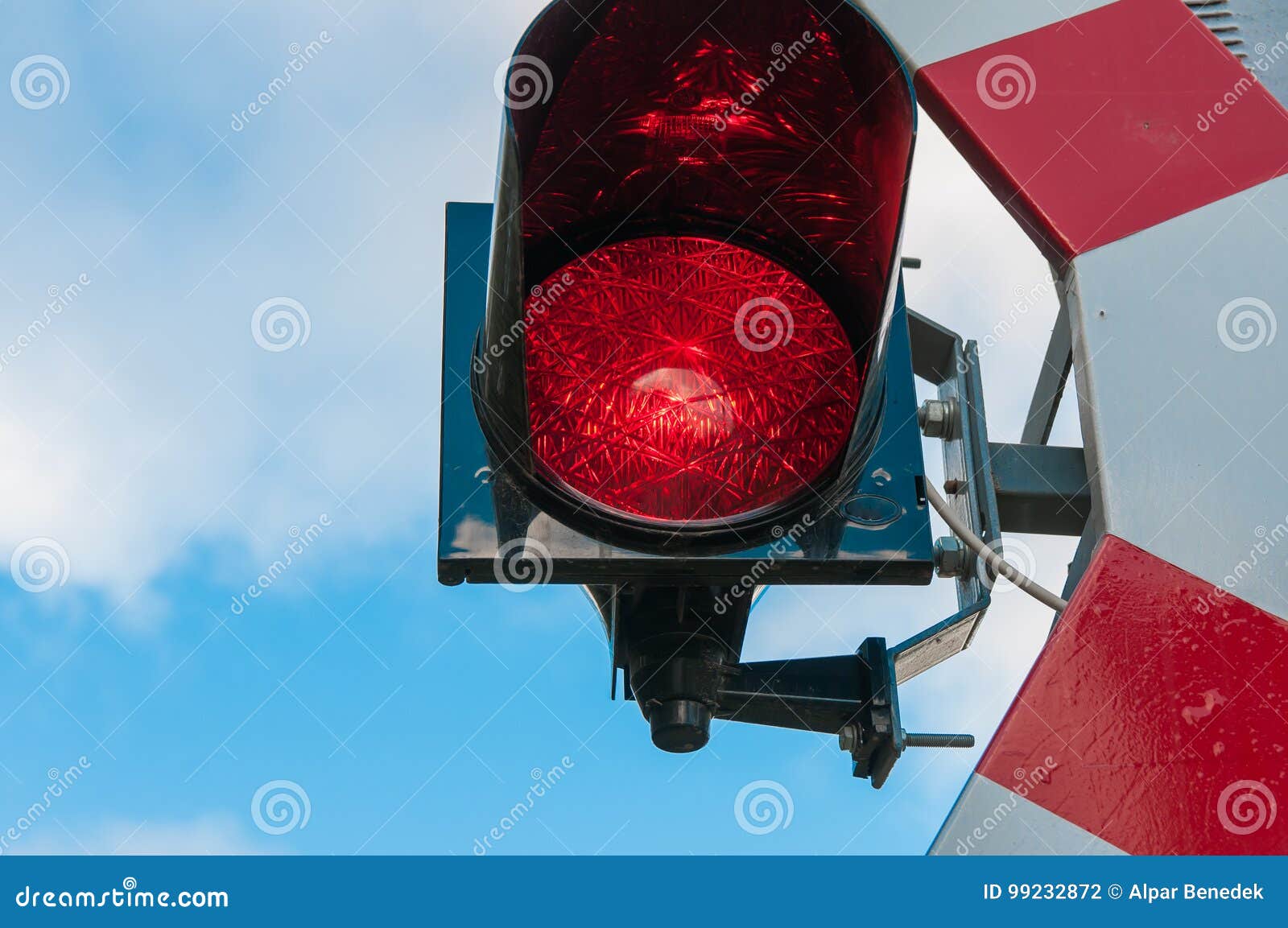 Railroad red stop lamp. stock photo. Image of infrastructure - 99232872