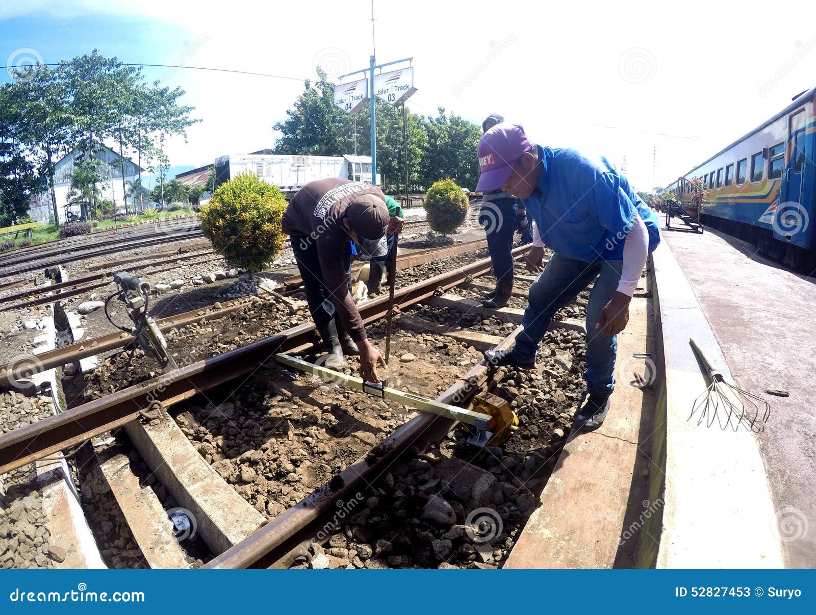 Railroad repairs editorial stock photo. Image of banyuwangi - 52827453