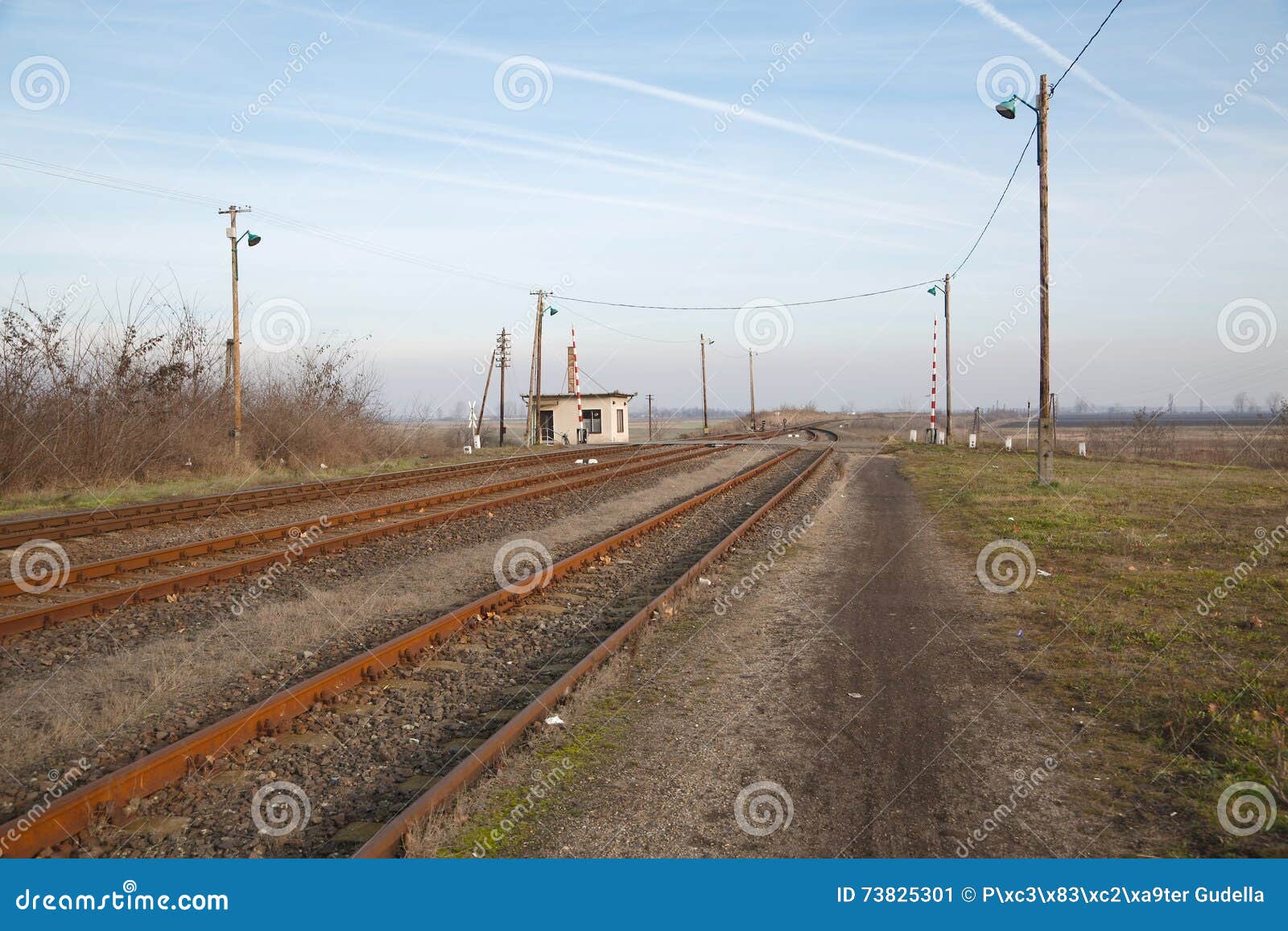 Railroad in rural area stock image. Image of industrial - 73825301