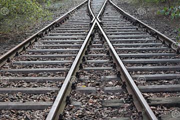 Railroad Splitting - Rail Tracks Split Stock Photo - Image of doubt ...