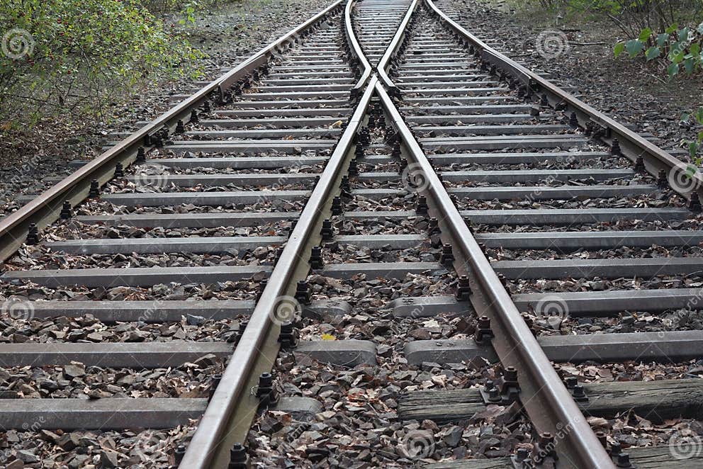 Railroad Splitting - Rail Tracks Split Stock Photo - Image of doubt ...