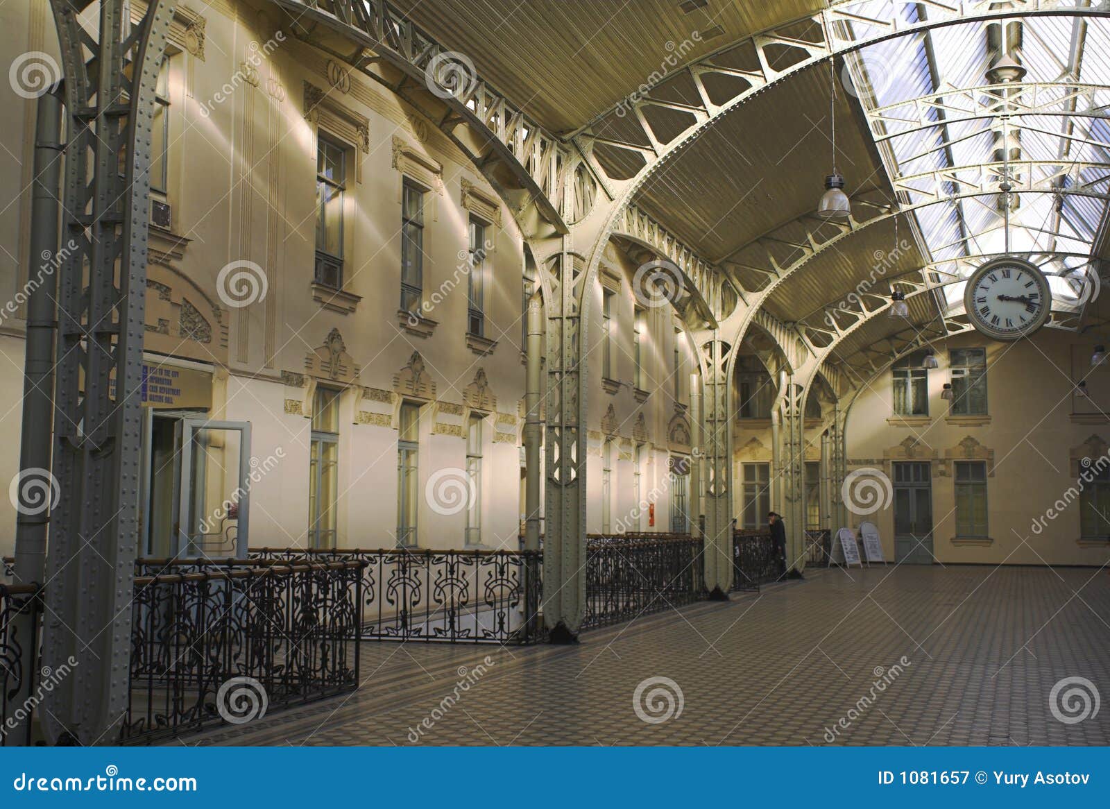 Railroad station hall - 1 stock image. Image of metal - 1081657