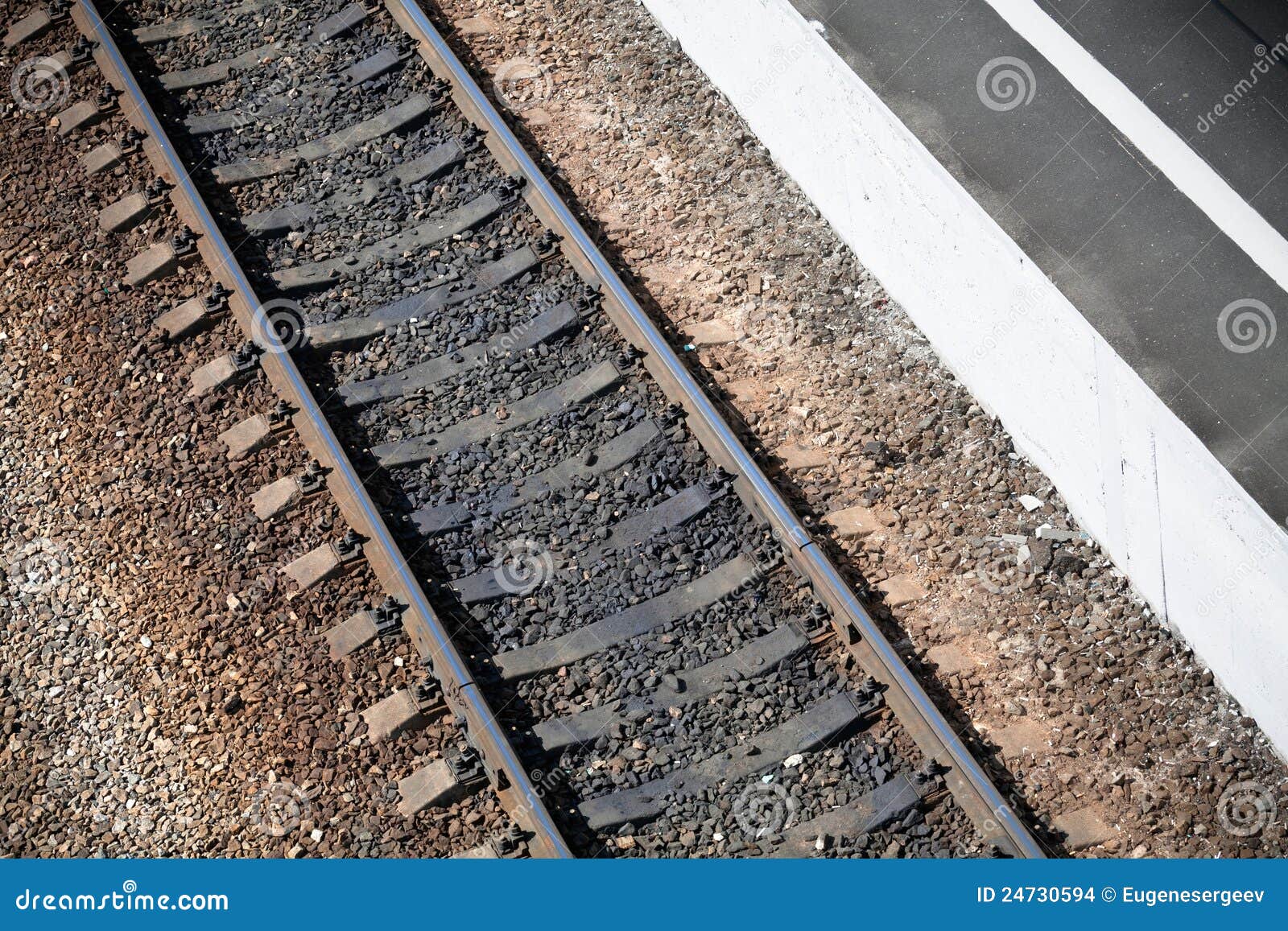 Railroad with Station Platform Stock Photo - Image of detail, brown ...