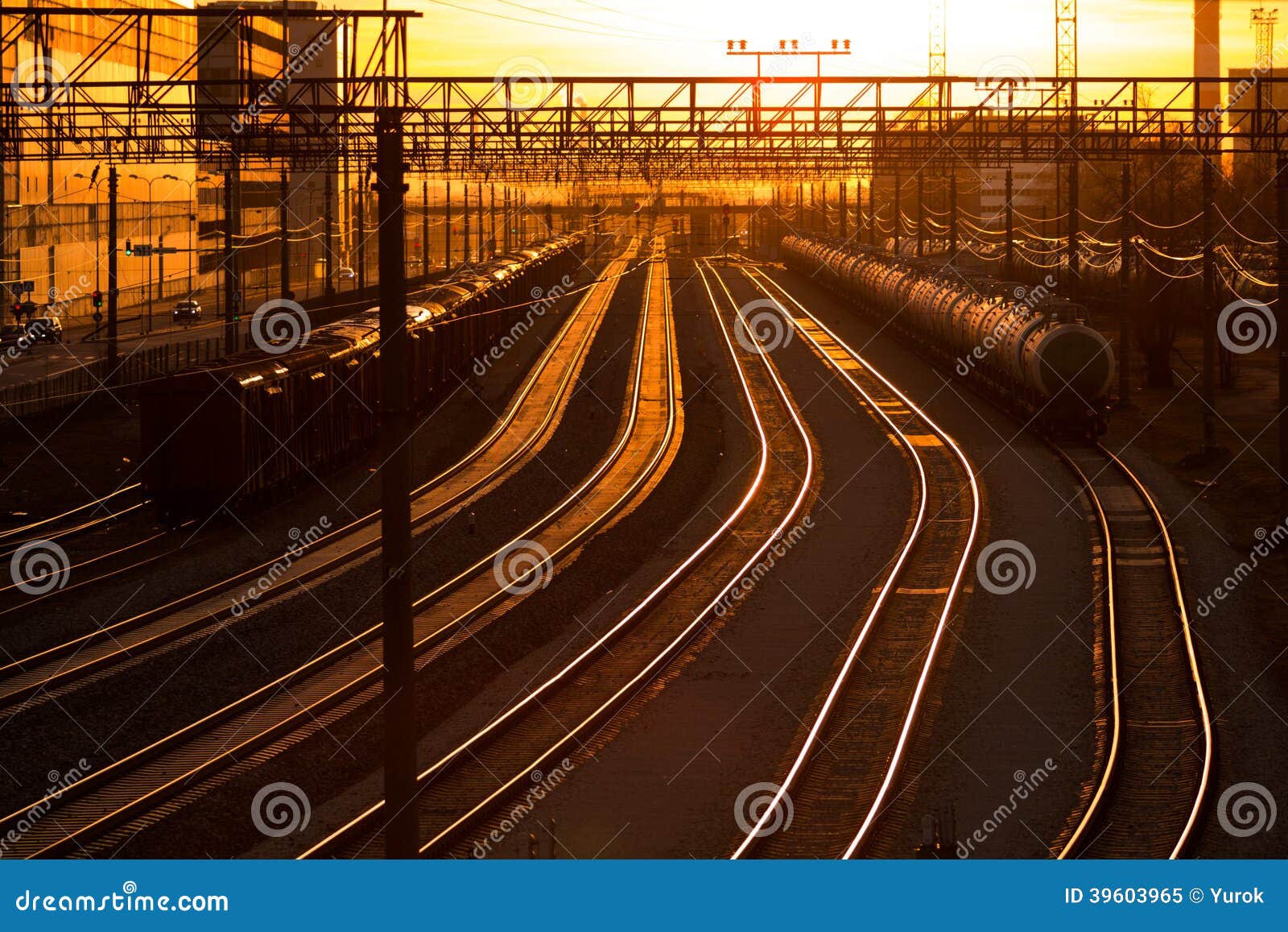 Railroad station at sunset stock image. Image of light - 39603965