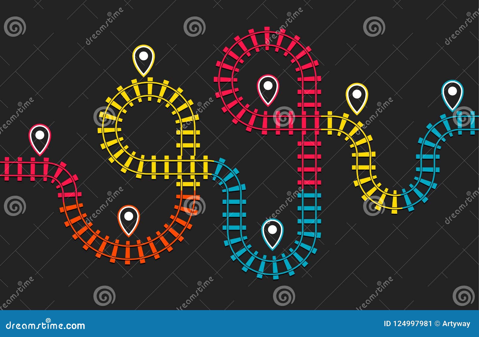 Railroad Stations Map Railway Route Rail Track Direction Train