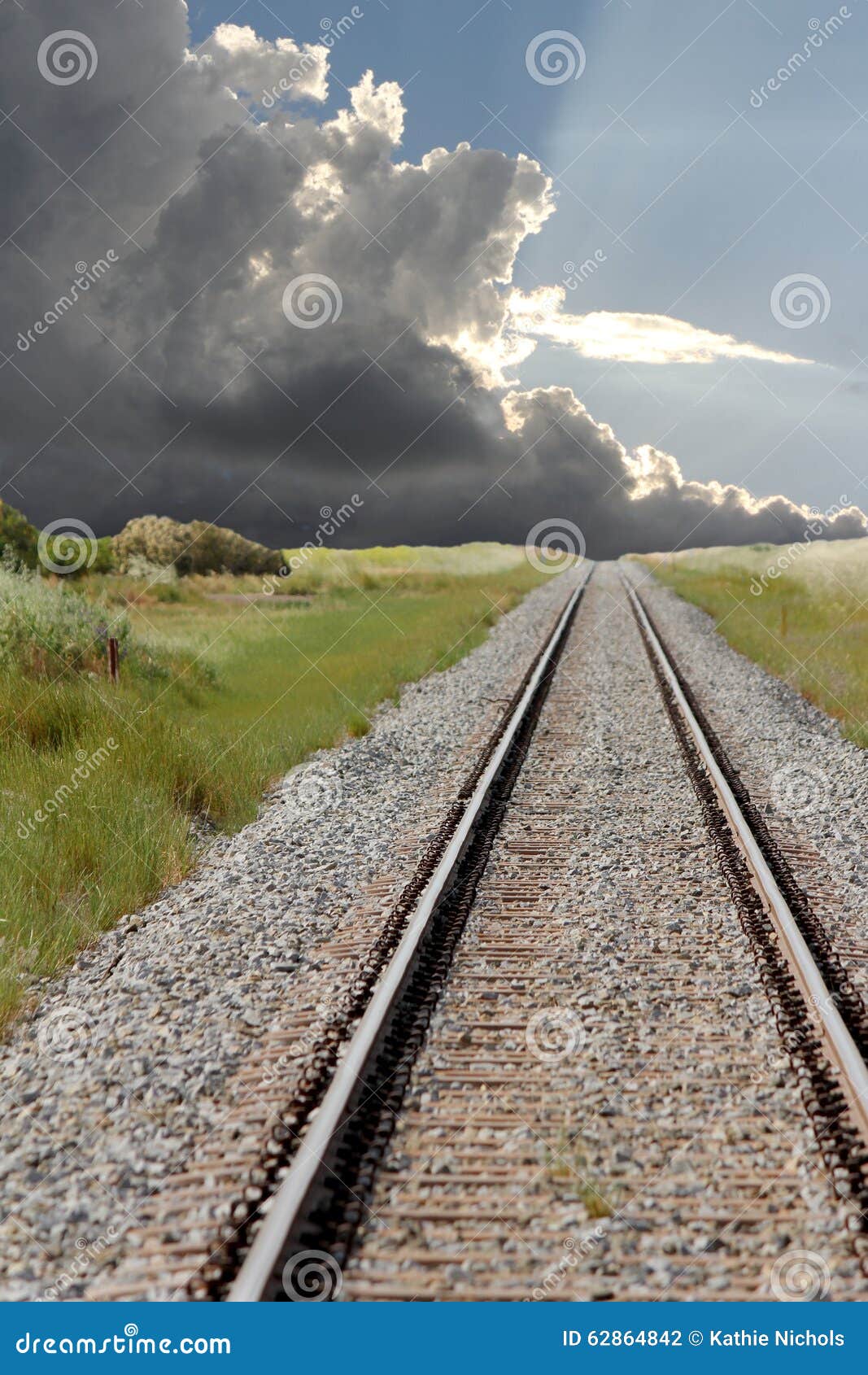 Railroad with Storm Clouds 1 Stock Photo - Image of black, perspective ...
