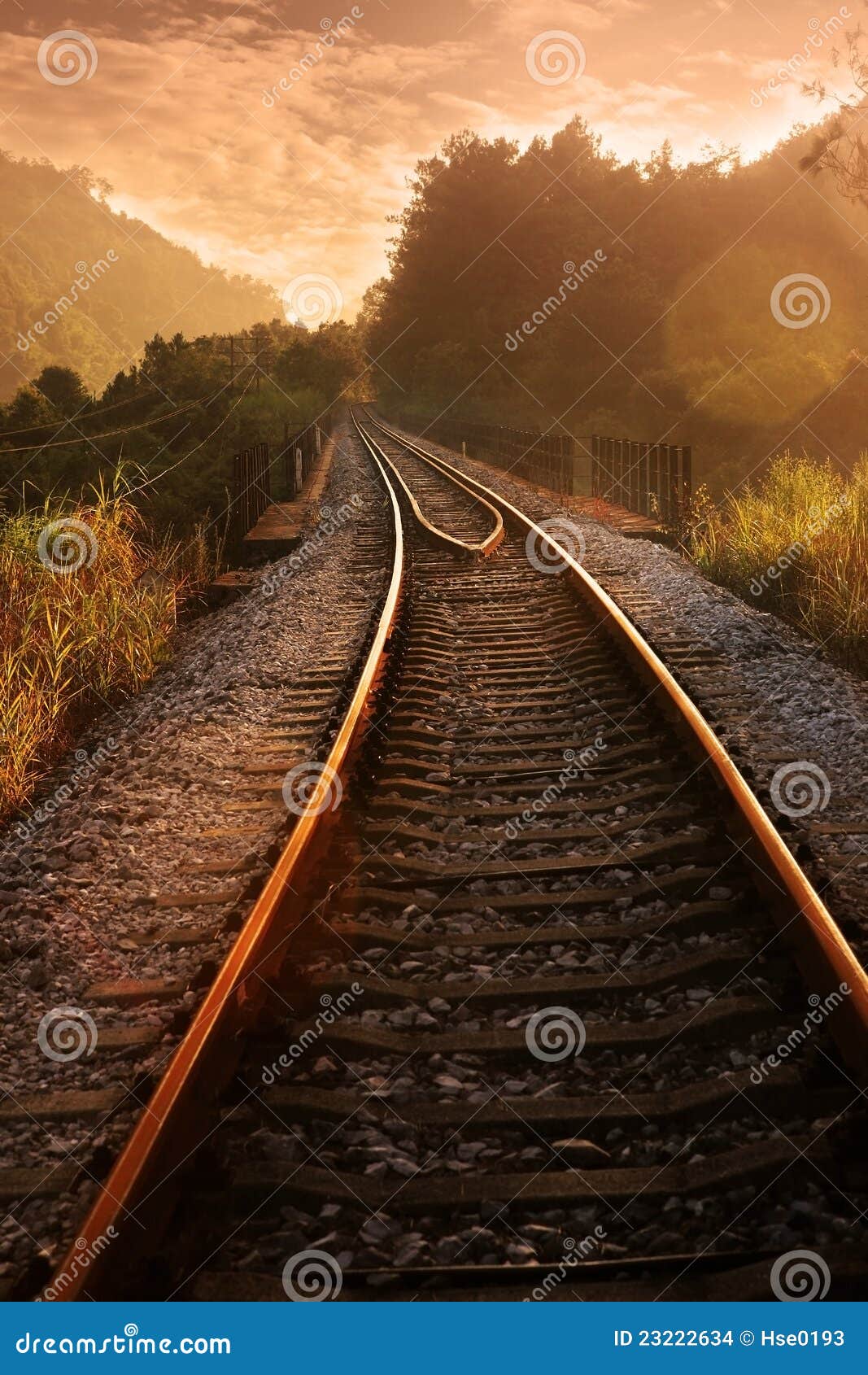 Railroad in sunset stock photo. Image of landscape, twilight - 23222634