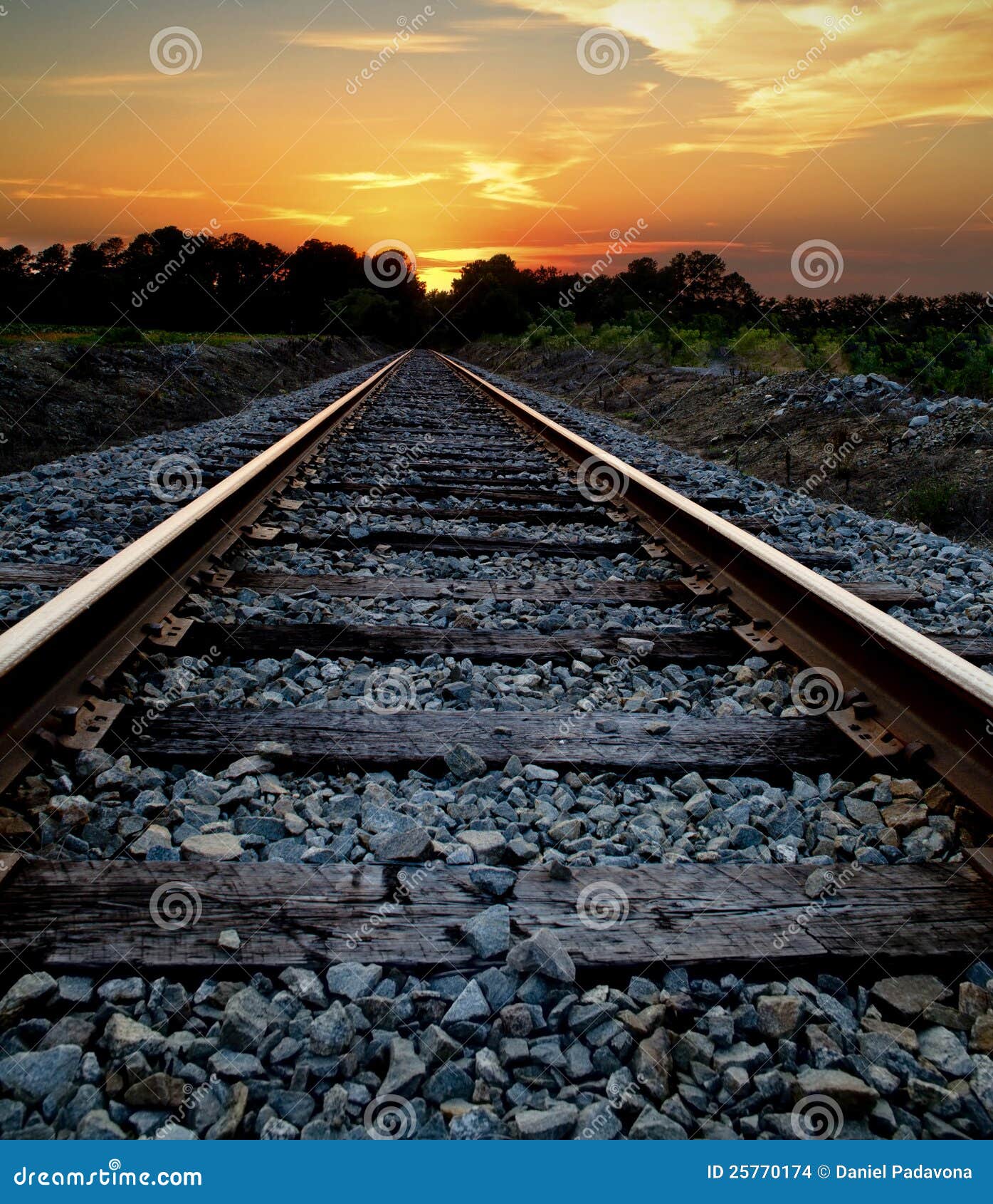 Railroad at Sunset stock photo. Image of horizon, path - 25770174