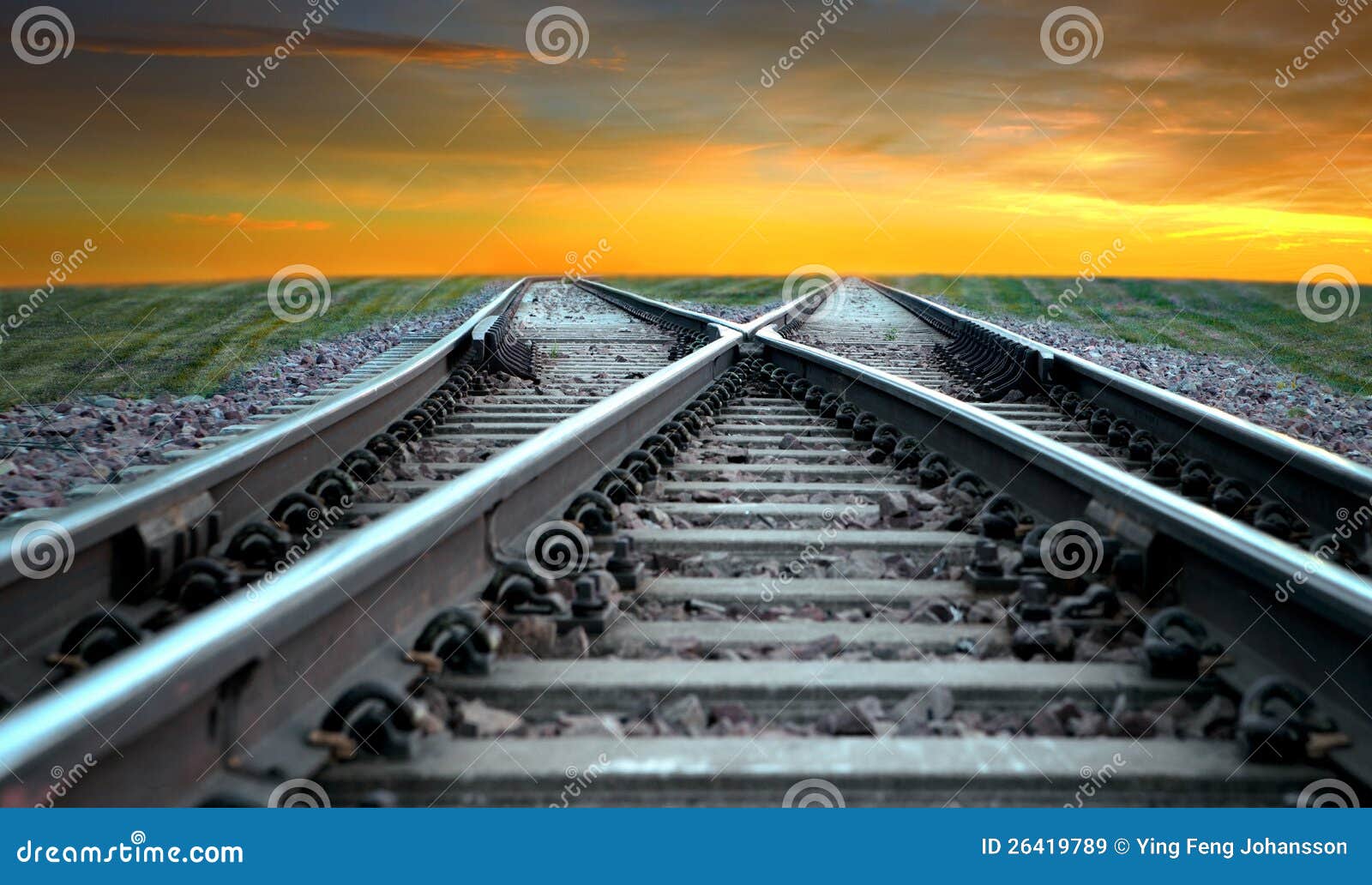 Railroad in sunset stock image. Image of travel, direction - 26419789