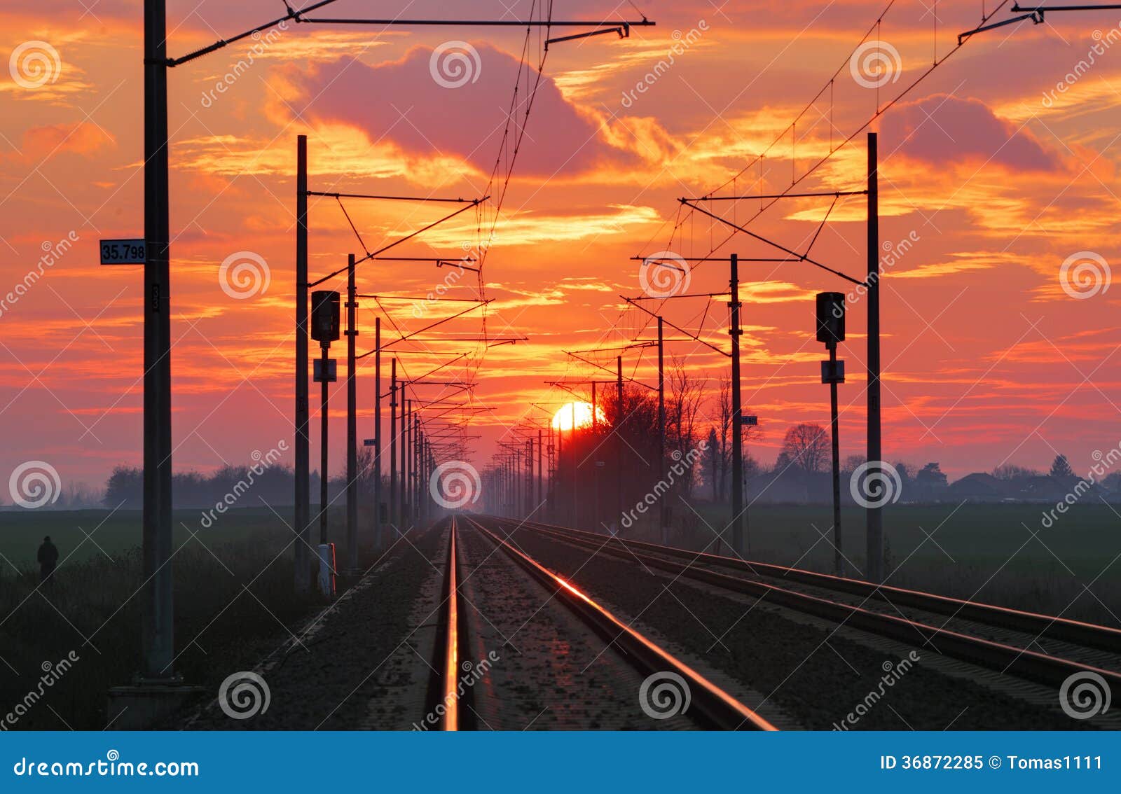 Railroad at sunset stock image. Image of junction, transport - 36872285