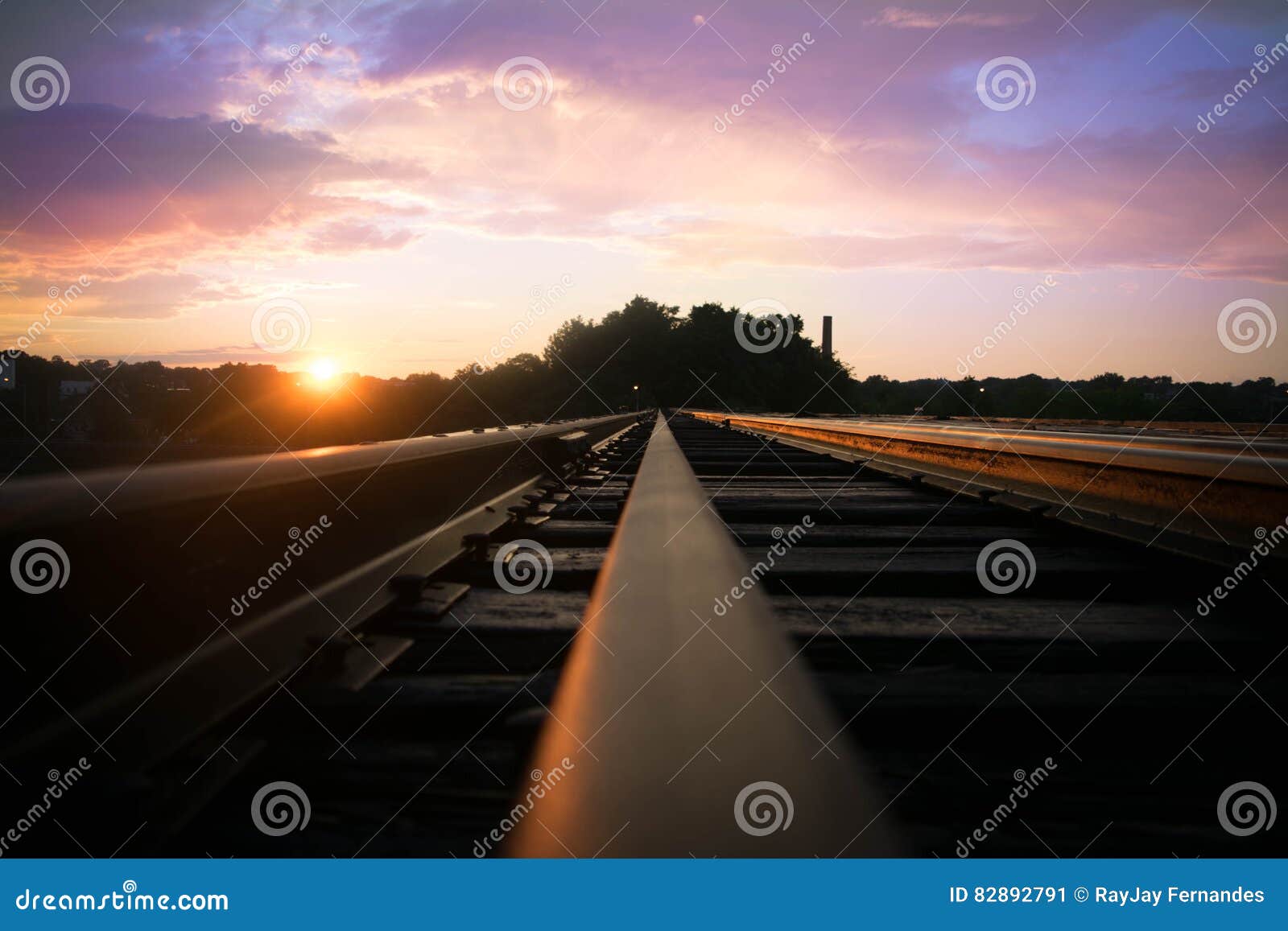 Railroad Sunset stock image. Image of road, horizon, morning - 82892791