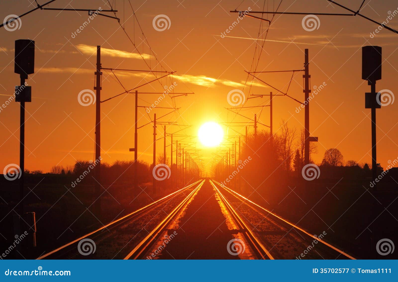 Railroad stock image. Image of railway, passenger, night - 35702577