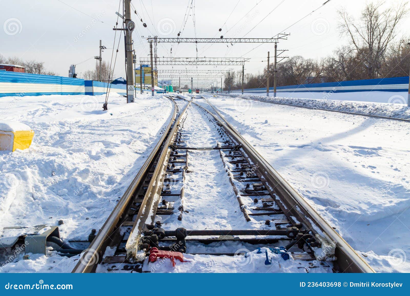 Railroad Switch Dug Out of Snow in Winter Stock Photo - Image of train ...