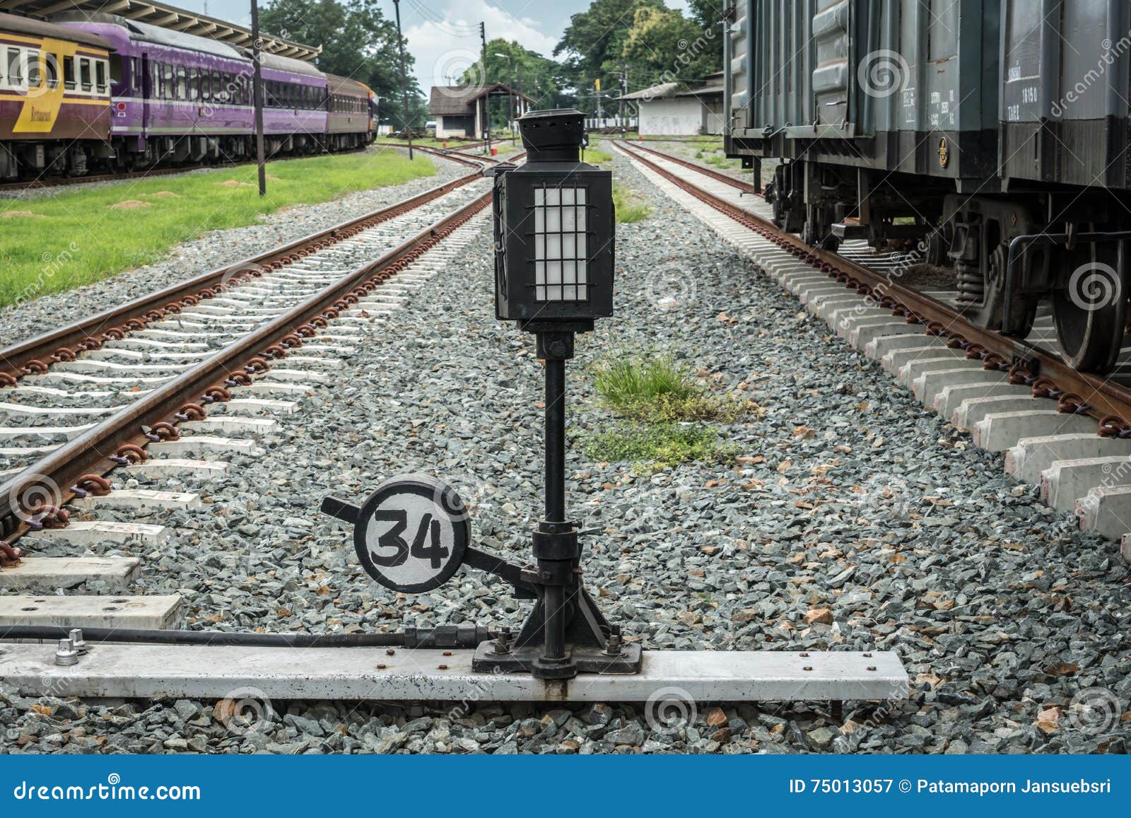 Railroad switch in station stock image. Image of signal - 75013057