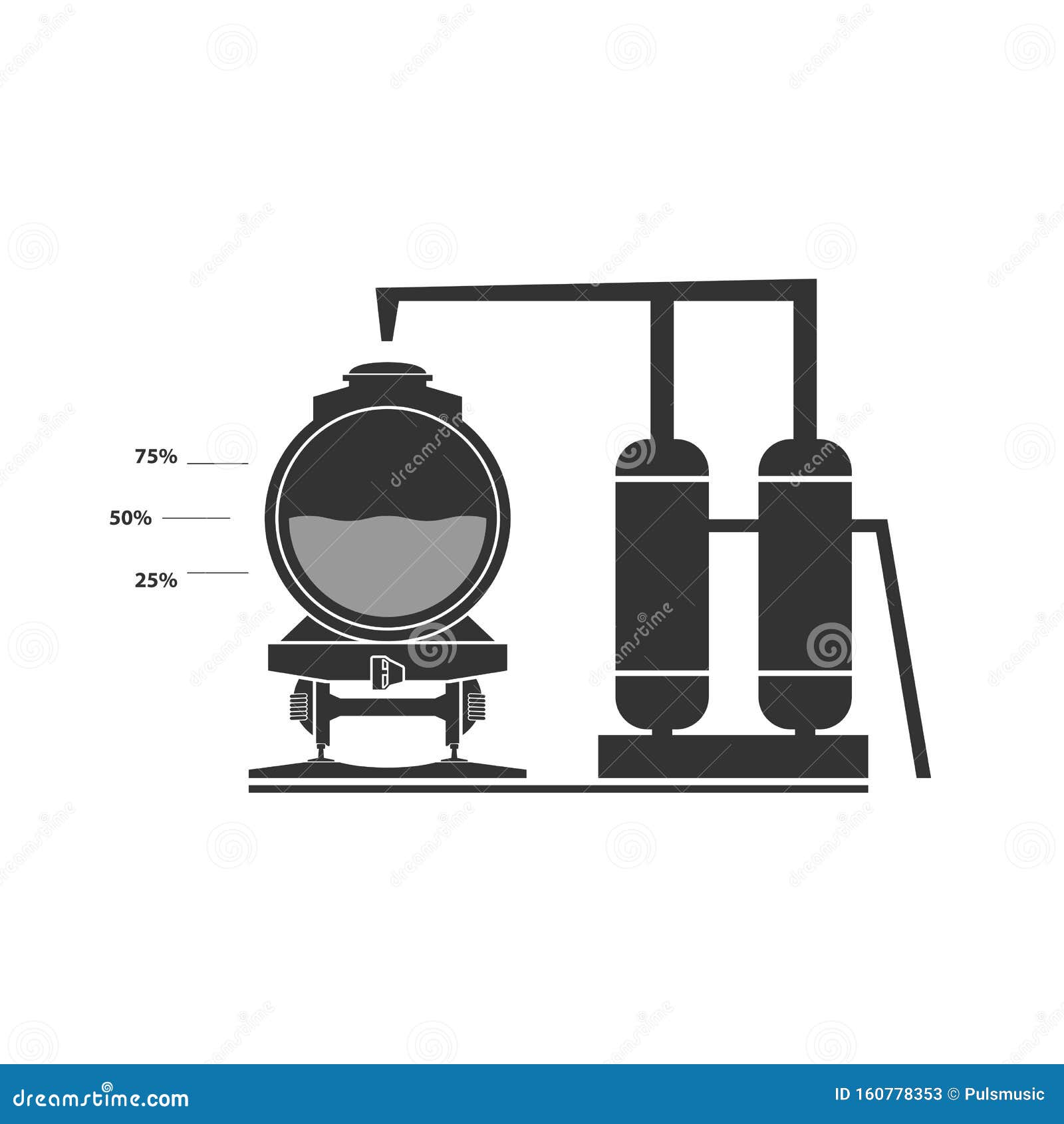 Tanker Loading Petrol From Offshore Oil Rig Vector Illustration ...