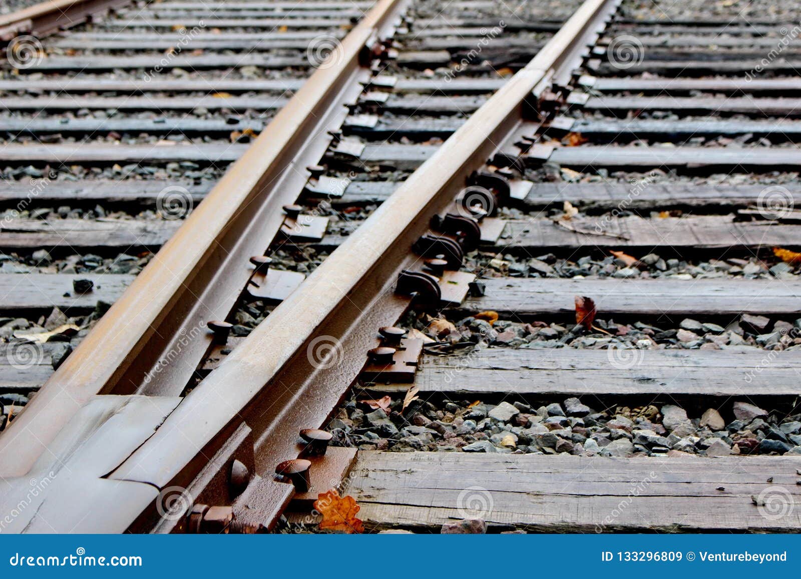 Railroad Timbers and Tracks on Stone Ballast Stock Image - Image of ...