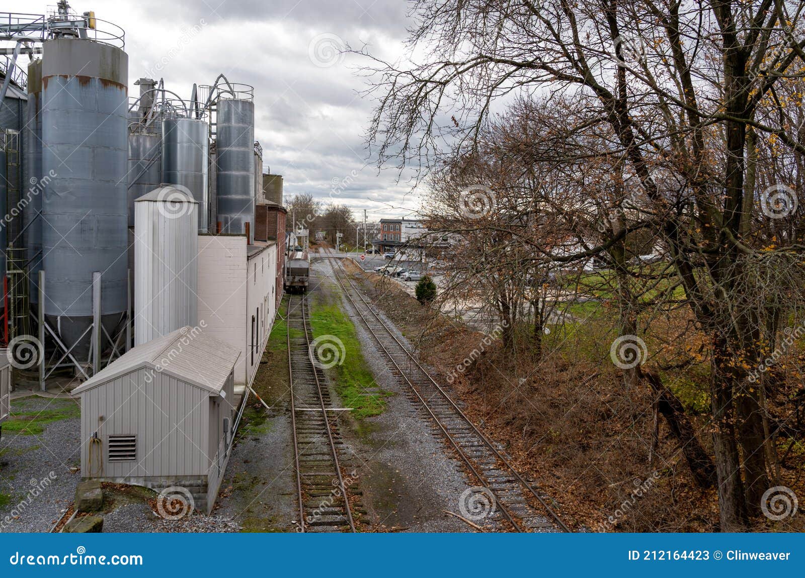 Grain Bins at a Feed Mill stock image. Image of high - 212164423