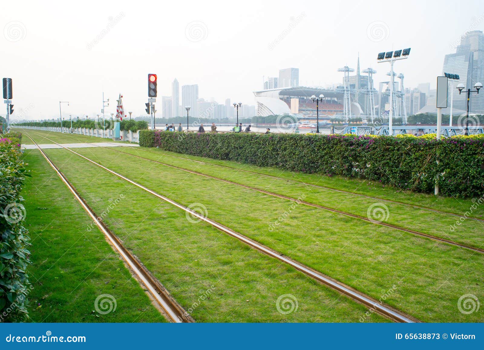 Railroad track with grass stock image. Image of tree - 65638873