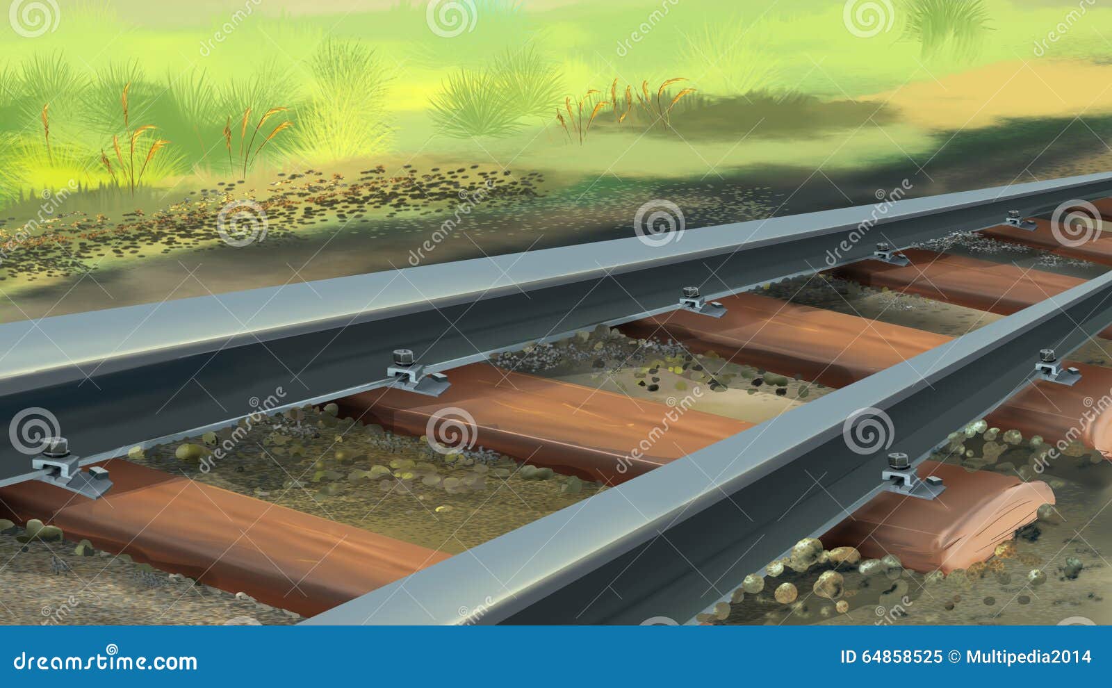 Railroad track. Image 1 stock illustration. Illustration of curve ...