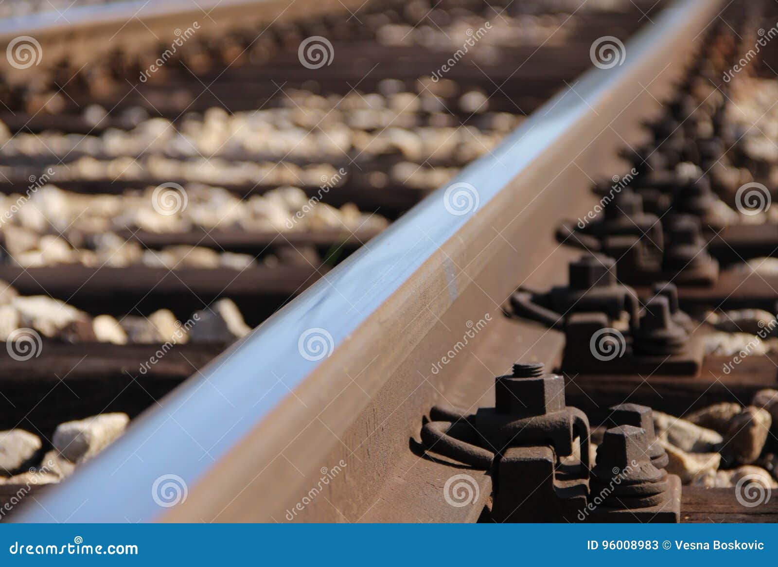 Railroad Track Old Fashioned Rusty Clamps And Screws Wooden Railroad ...