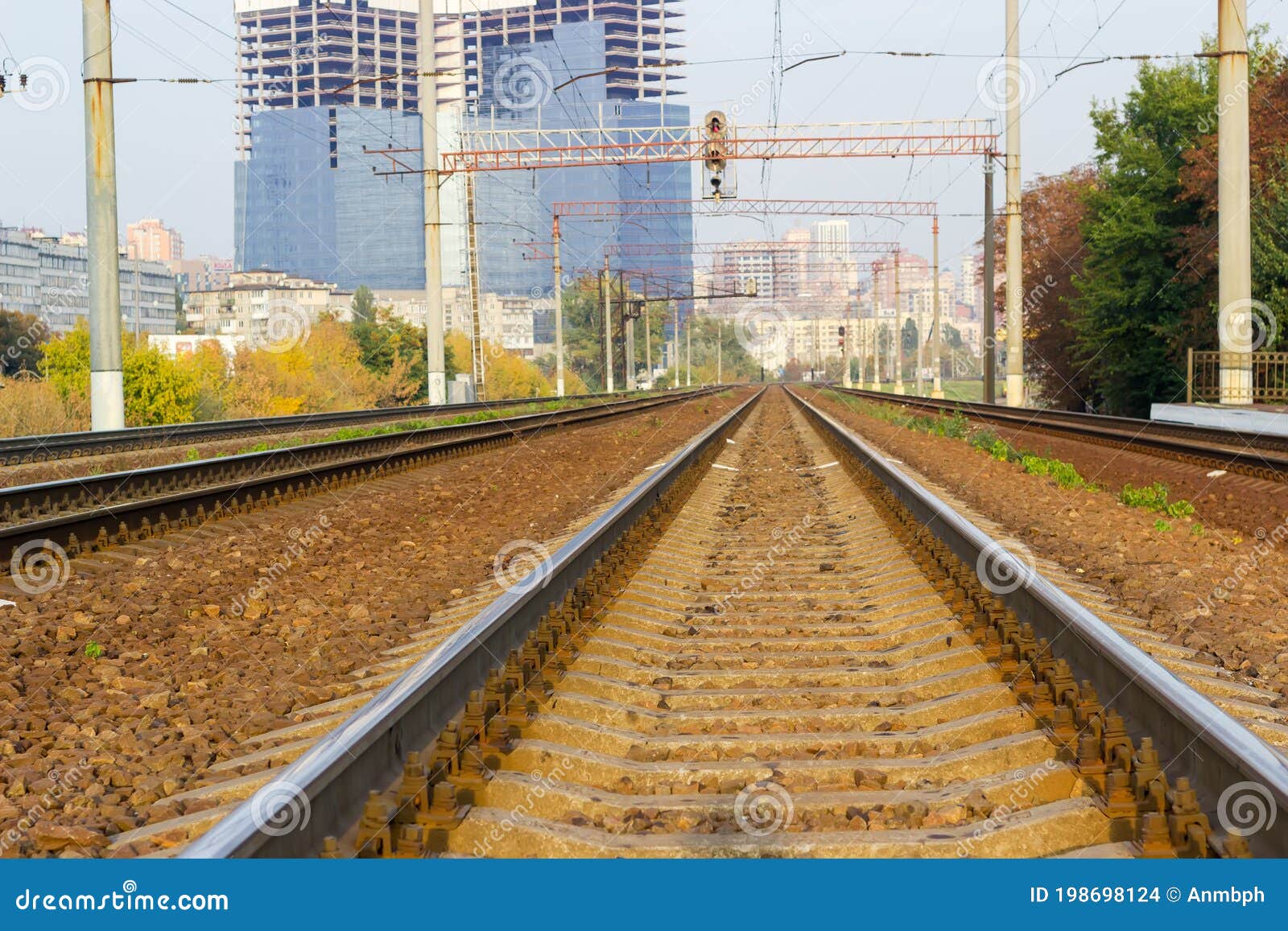 Railroad Track of Multi-track Railway Close-up Stock Photo - Image of ...