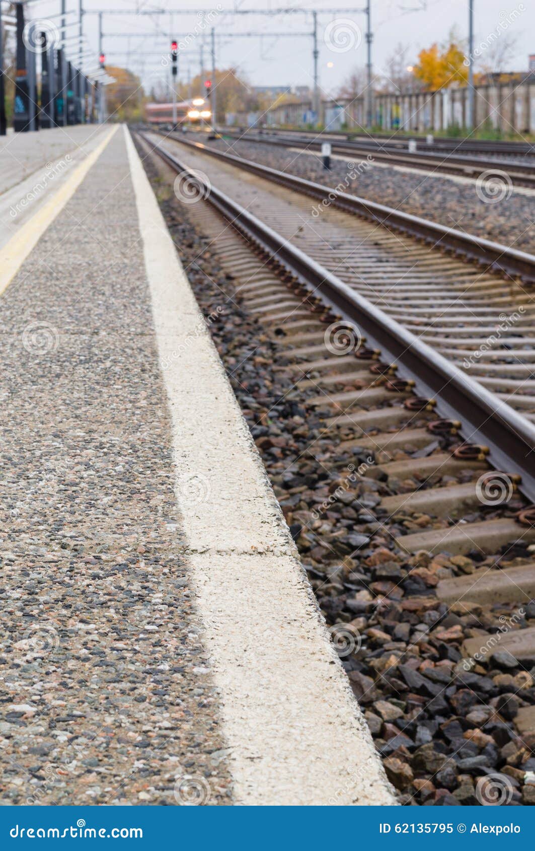 Railroad Track, Platform and Train Stock Image - Image of iron, edge ...