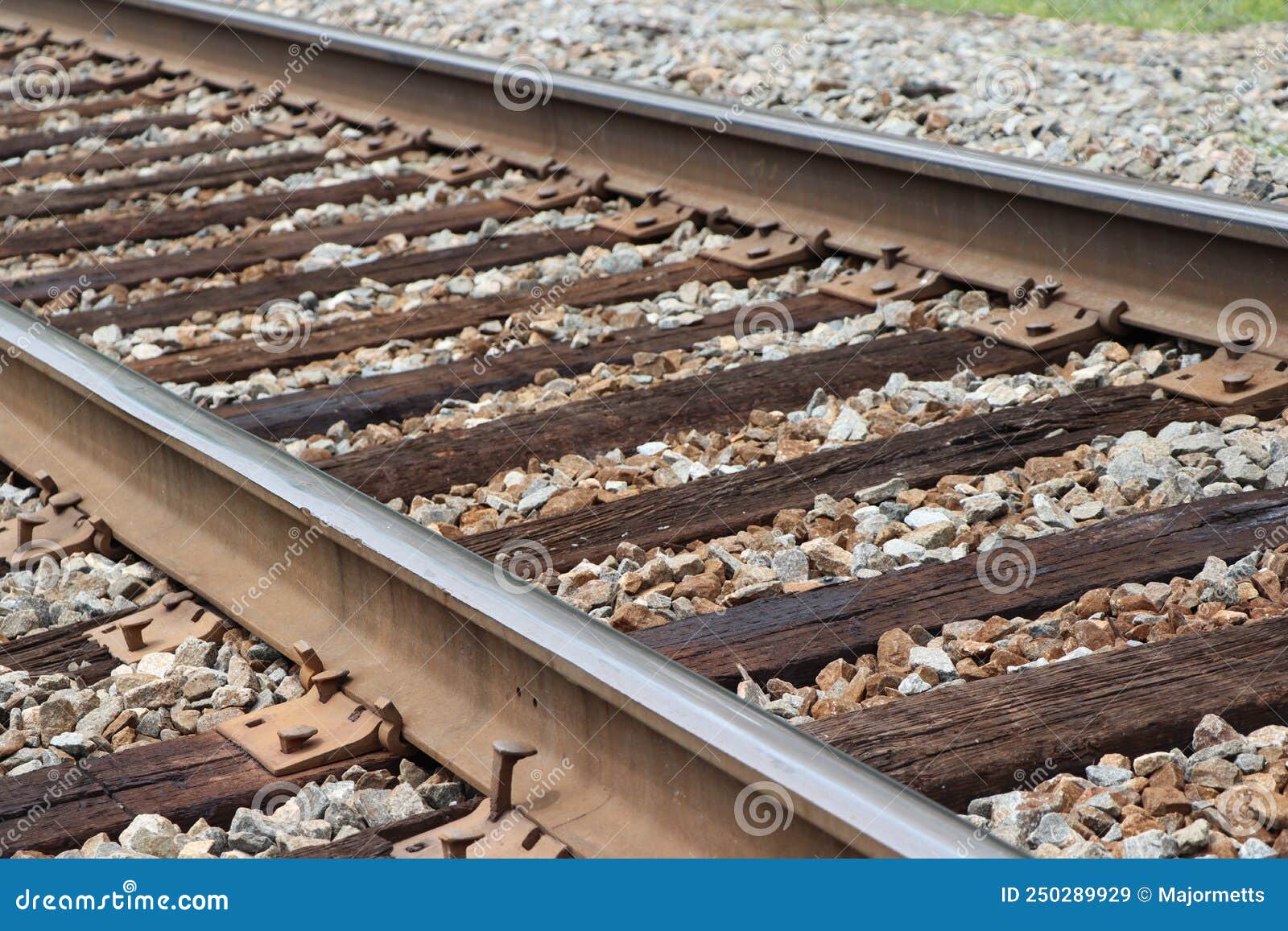 Railroad track side view stock image. Image of silver - 250289929